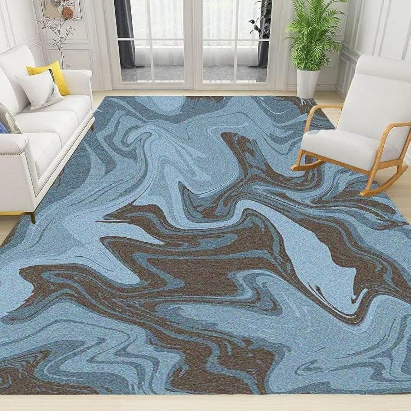 Modern Minimalist Style Entryway Mat Rug, Light Blue Irregular Front ...