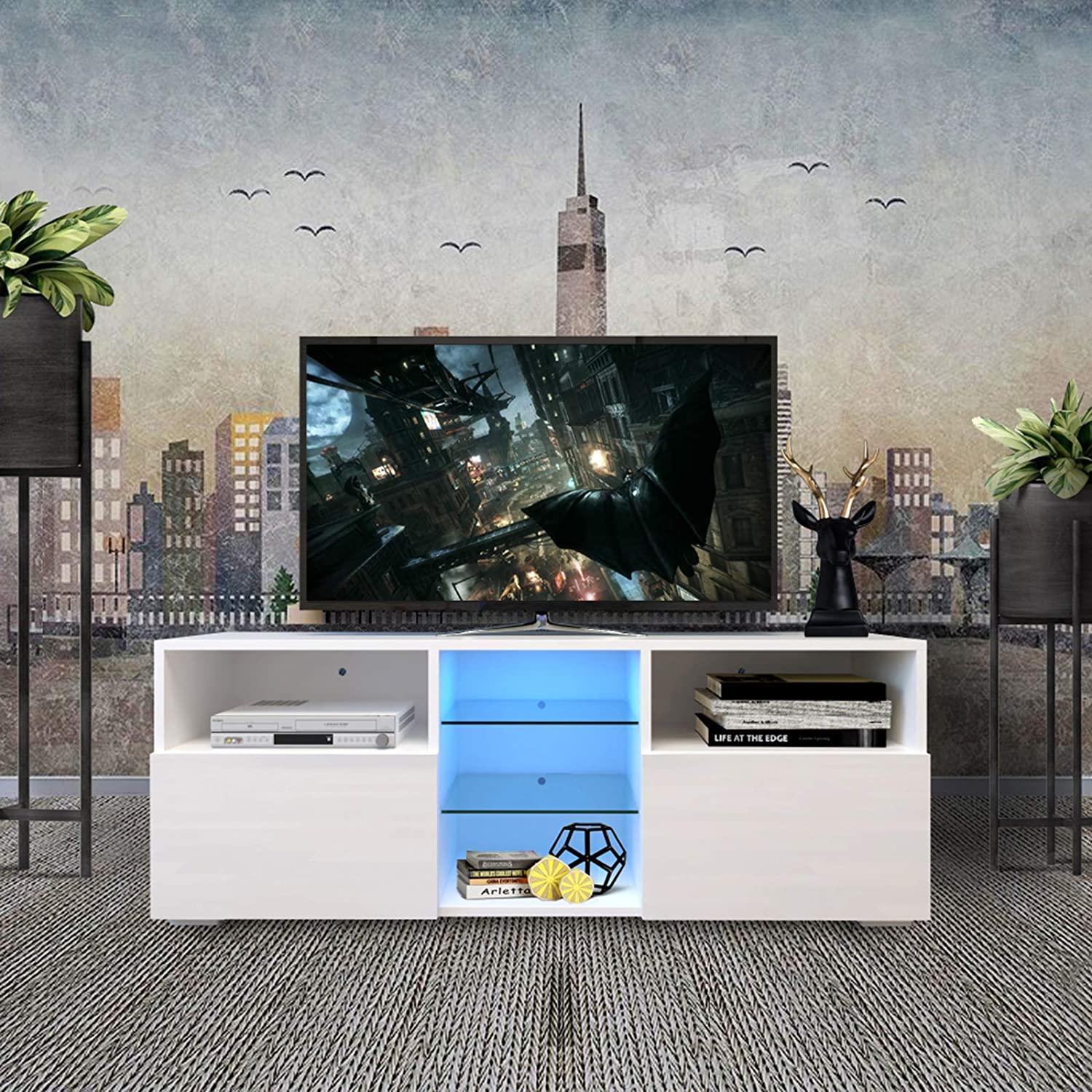 Modern Minimalist TV Cabinet Living Room with 20 colors LED Lights,TV ...