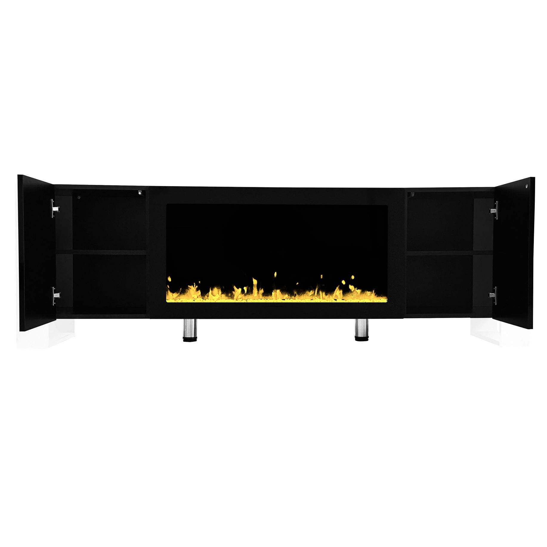 Modern Minimalist TV Furniture | Fireplace Visual Comfort | High Gloss ...