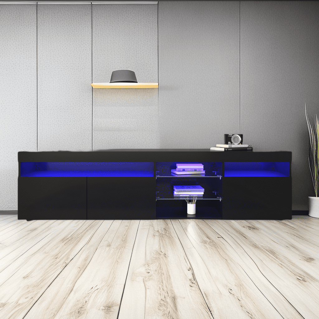 Modern Minimalist TV Stands for TVs up to 80'', LED Light Entertainment ...