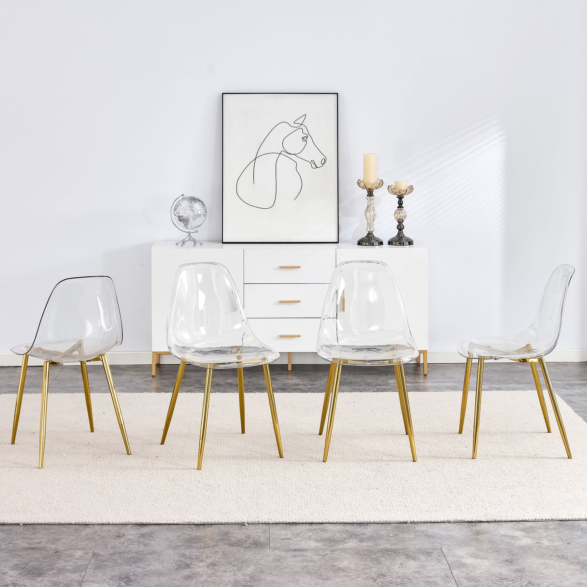 Modern Minimalist Transparent Dining Chairs (6-Piece Set) - Crystal ...