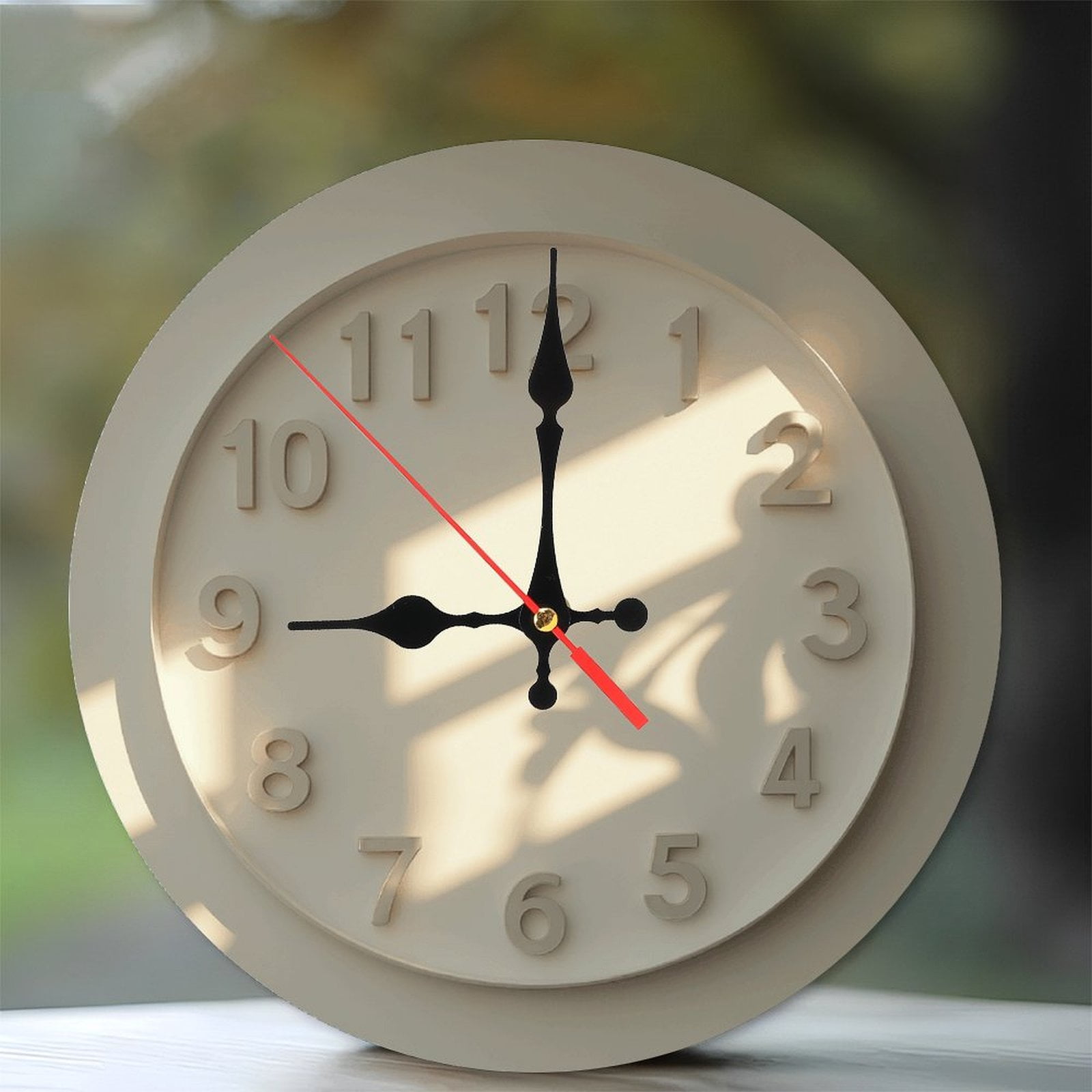 Modern Minimalist Wall Clock with Shadow Design 10-Inch Silent Wooden ...