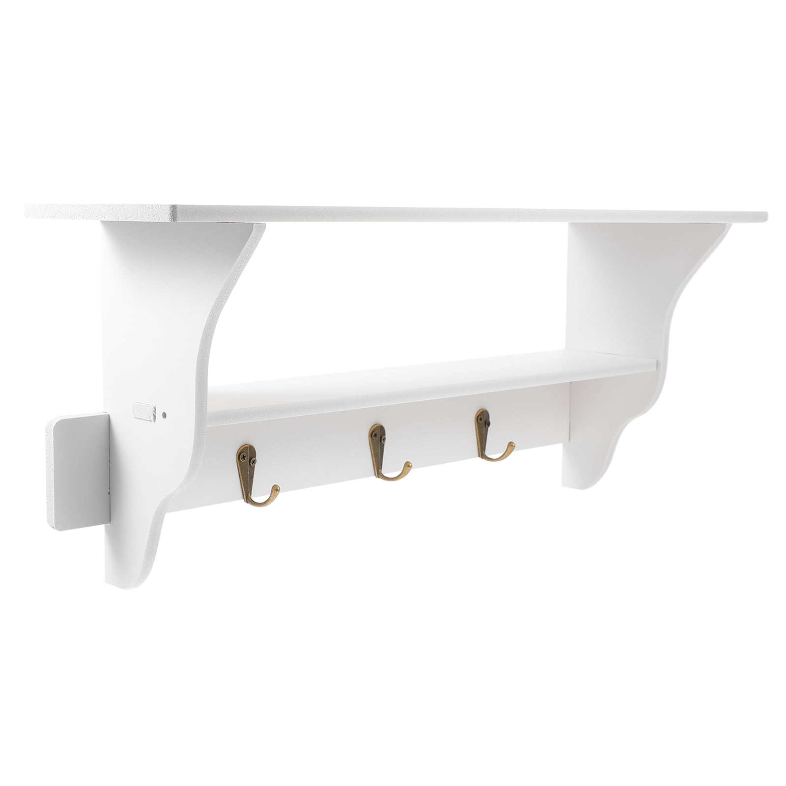 Modern Minimalist White Wall Storage Rack with Key Hooks Floating Shelf ...