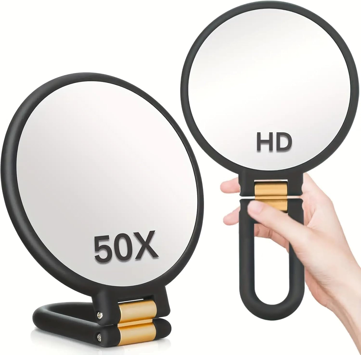 Modern Mirror 3-in-1 Magnifying Glass,Black and Gold, 24cm/9.45inch,50X ...