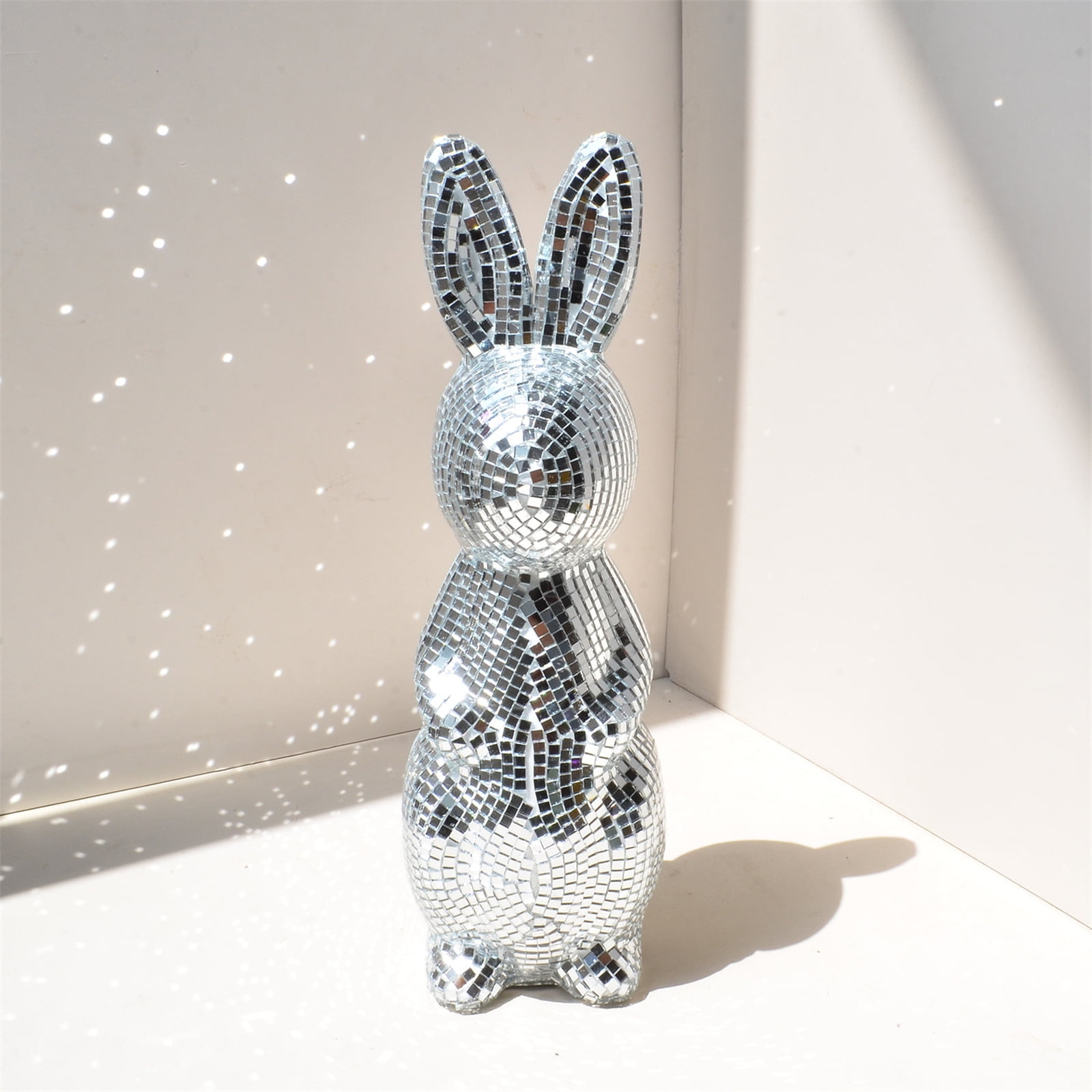 Modern Mirror Disco Ball,Disco Bunny Statue,Cool Reflective Light ...