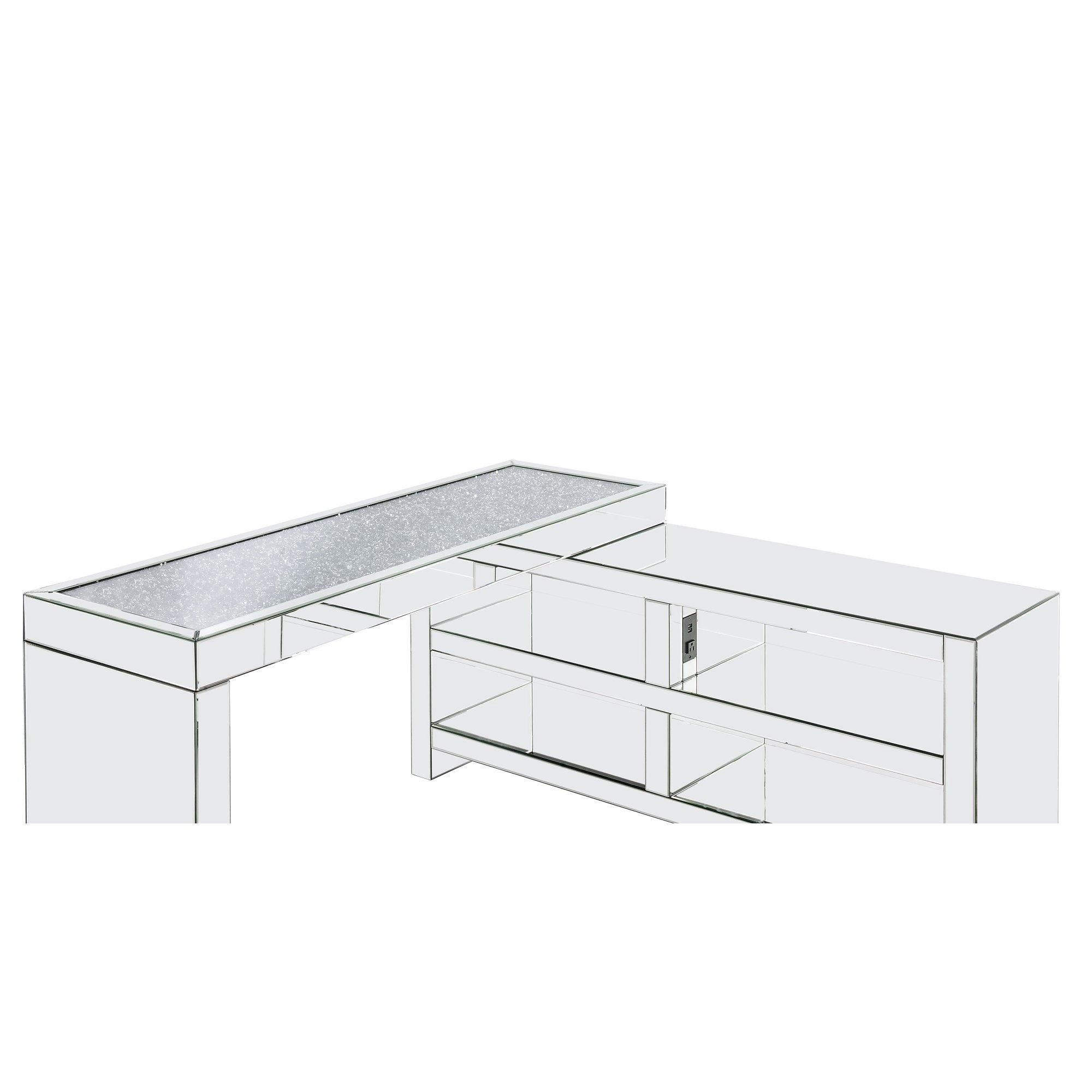 Modern Mirrored & Faux Diamonds Desk by Acme Noralie 93118 - Walmart.com