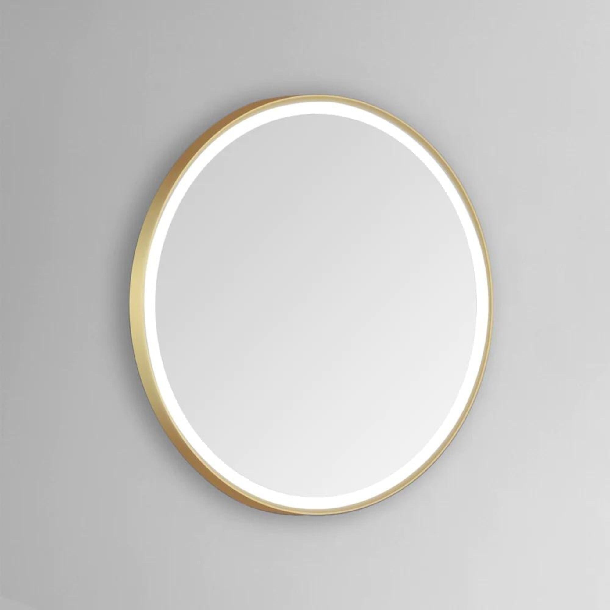 Modern Mirrors Sola Round Lighted Bathroom Vanity Mirror With Aluminum ...