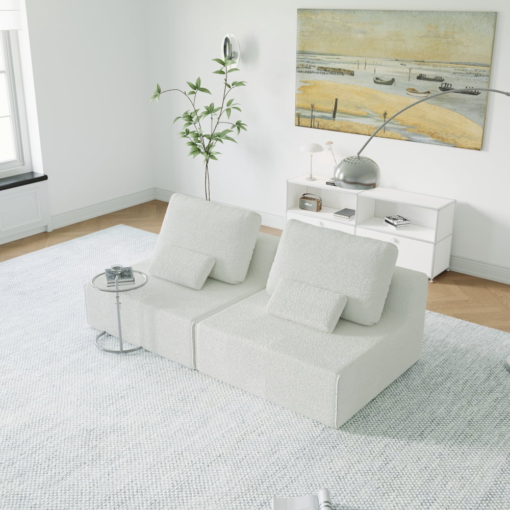 Modern Modular Sectional Sofa - Oversized Boucle Floor Couch Set ...