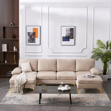 Homall Modern U-Shape Sectional Sofa, Chenille Fabric Modular Couch, 4 ...