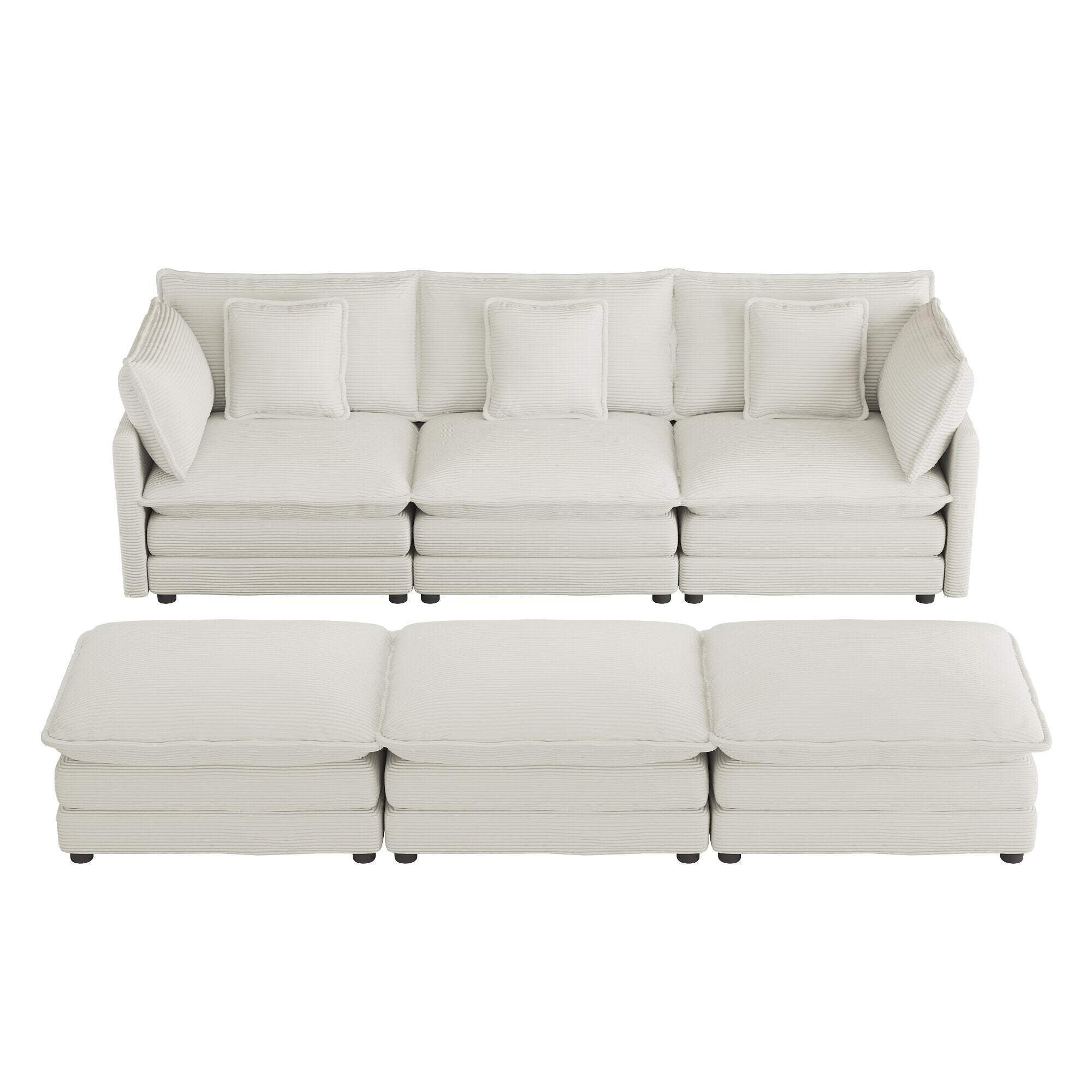 Modern Modular Sofa Couch Upholstered in Corduroy with Side Storage and ...