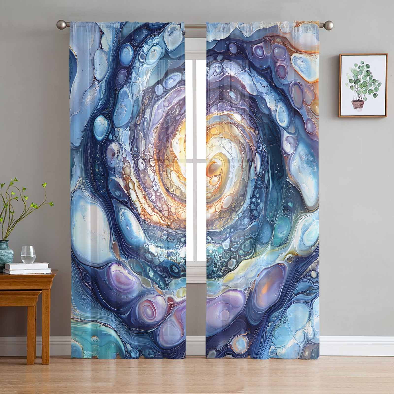 Modern Moire Sheer Curtains 108 Inch Length 2 Panels Set for Living ...