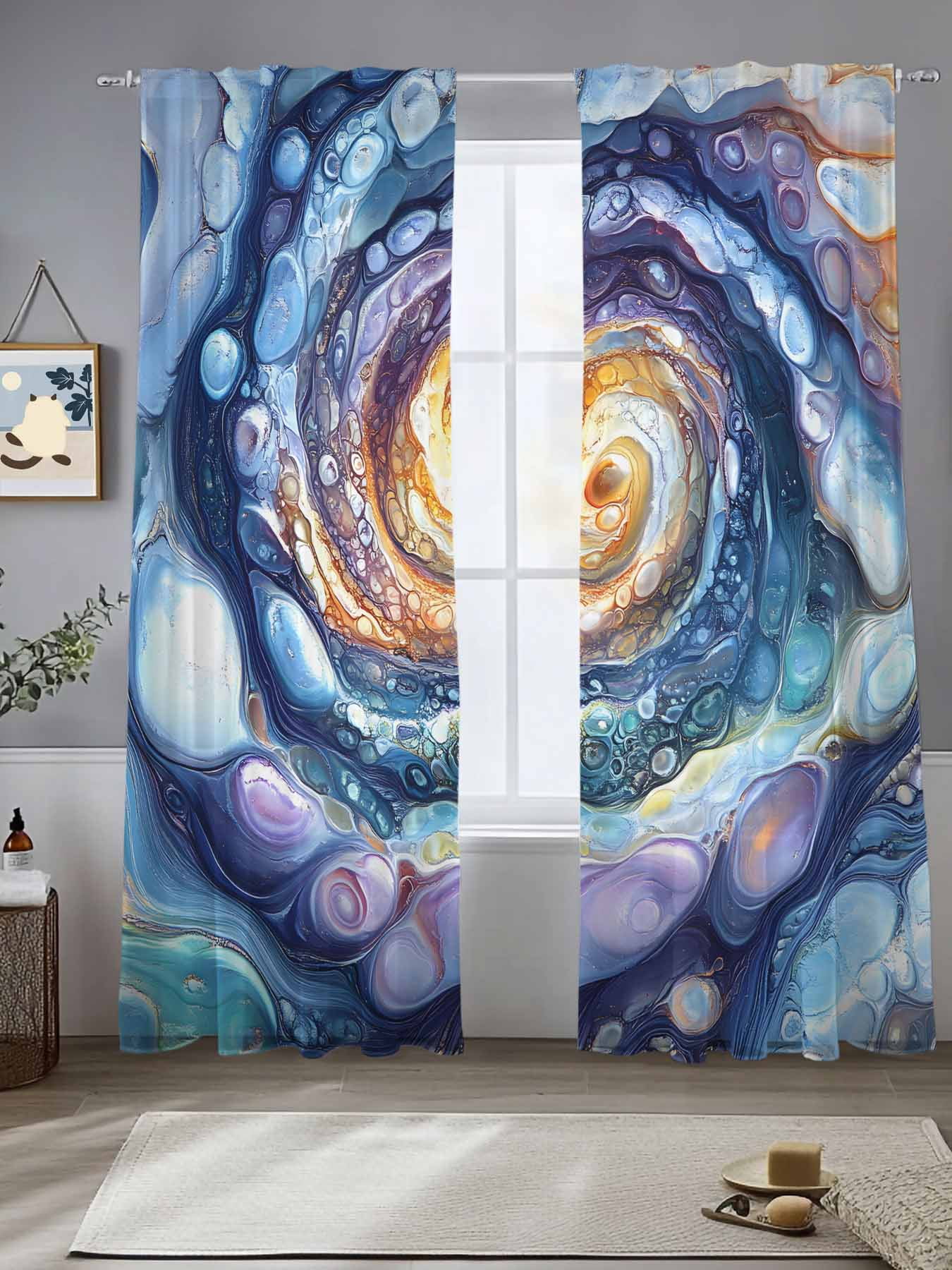 Modern Moire Sheer Curtains 108 Inches Long 2 Panels Contemporary ...
