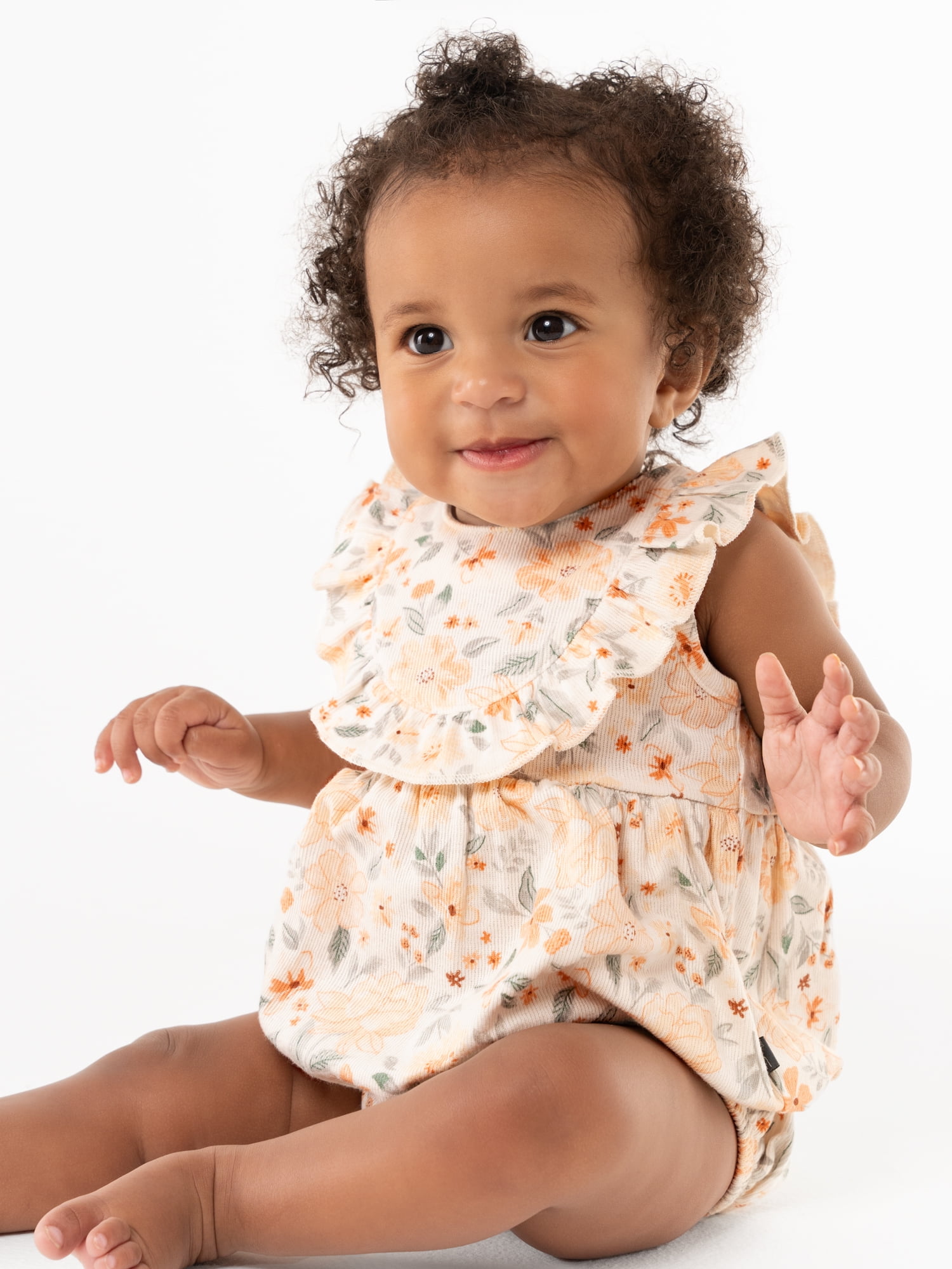 Modern Moments By Gerber Baby Girl Bubble Romper with Flutter Sleeves, Sizes 0/3 Months - 24 ...