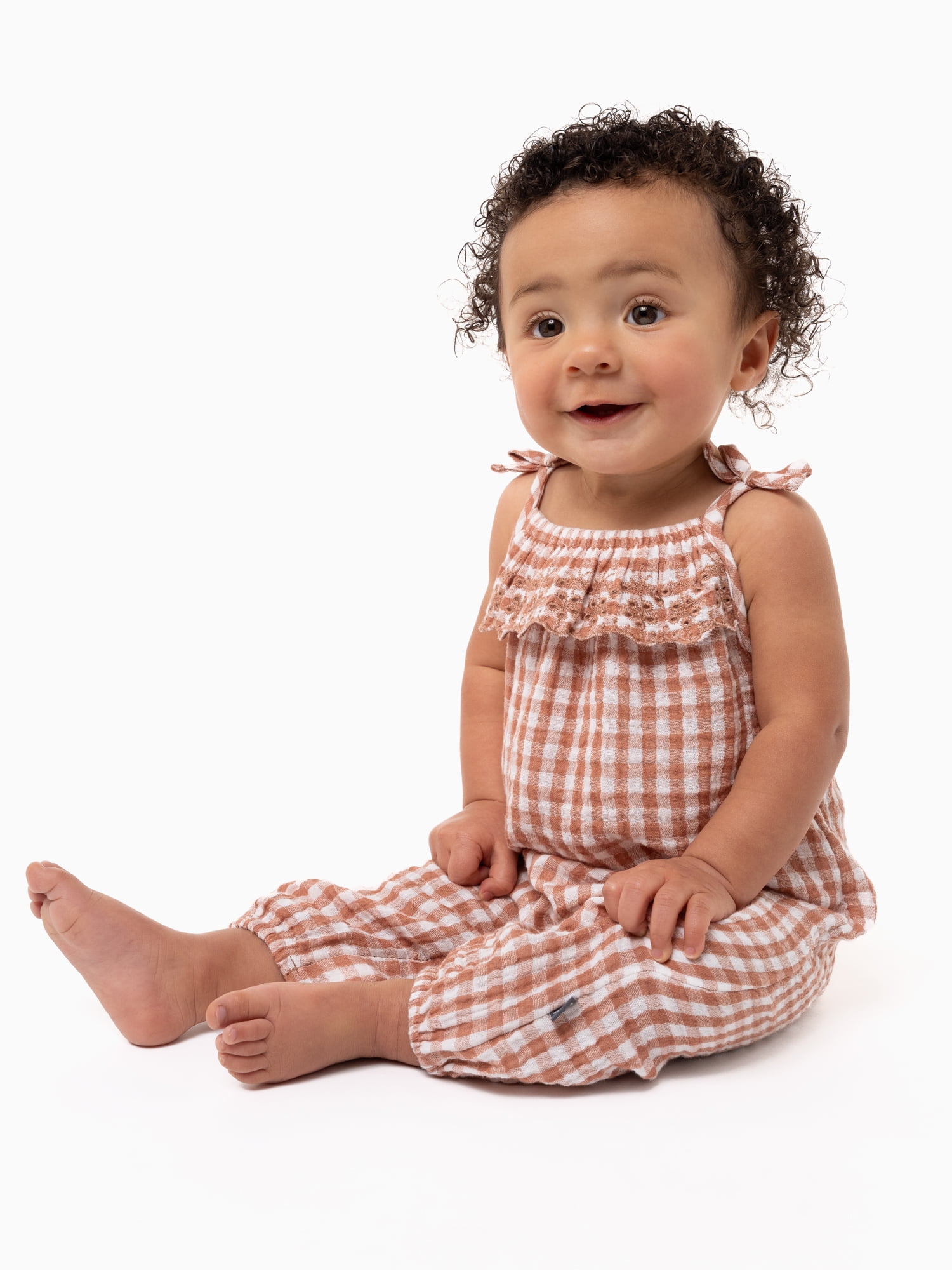 Modern Moments By Gerber Baby Girl Cotton Romper with Shoulder Straps ...