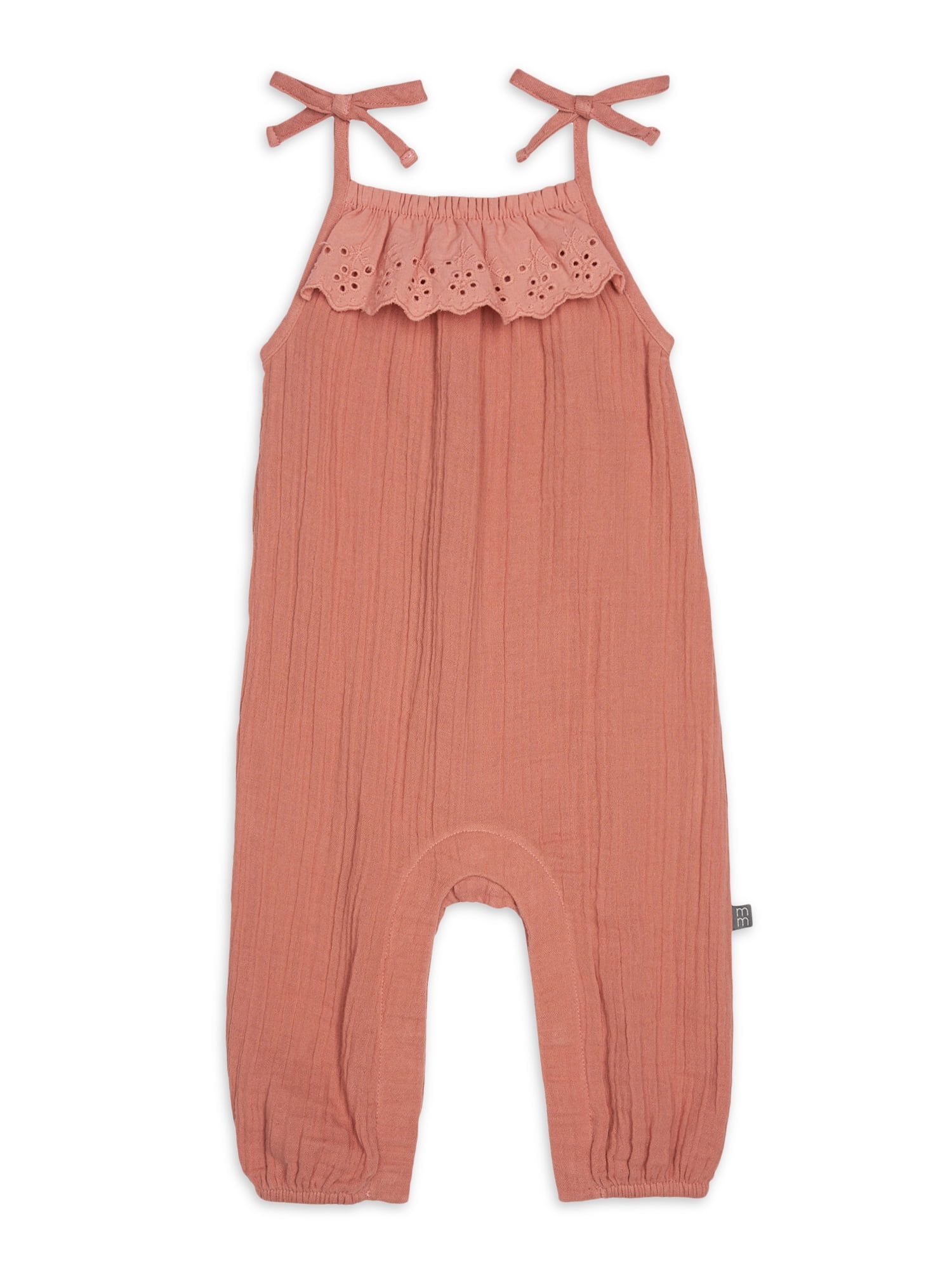 Modern Moments By Gerber Baby Girl Cotton Romper with Shoulder Straps ...