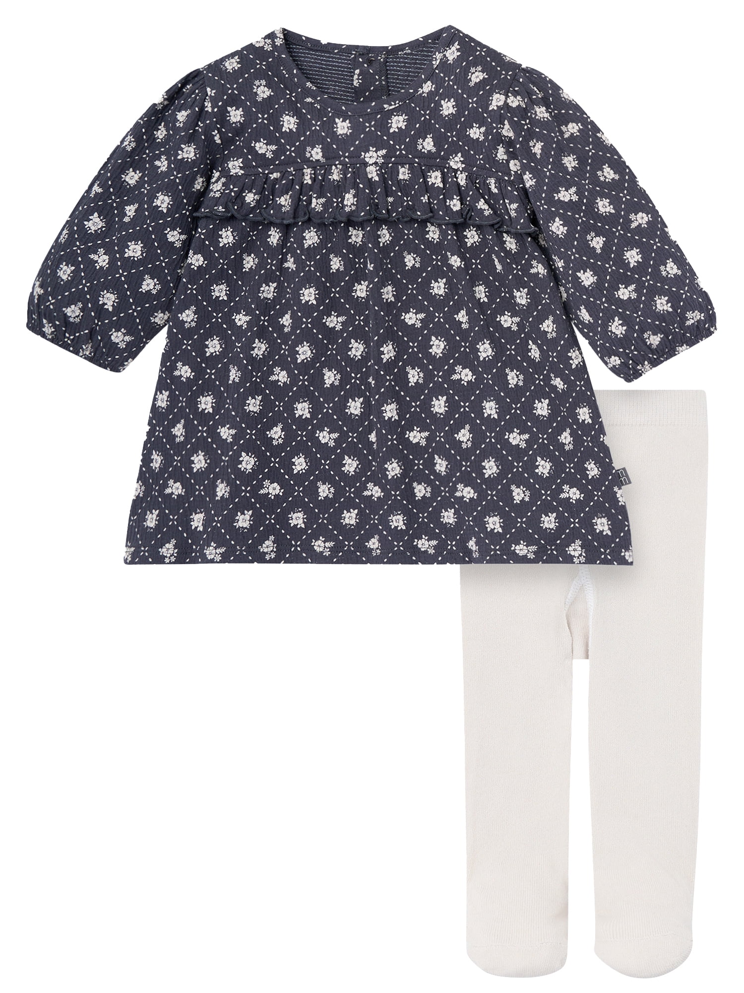 Modern Moments By Gerber Baby Girl Drop Shoulder Dress and Tights ...