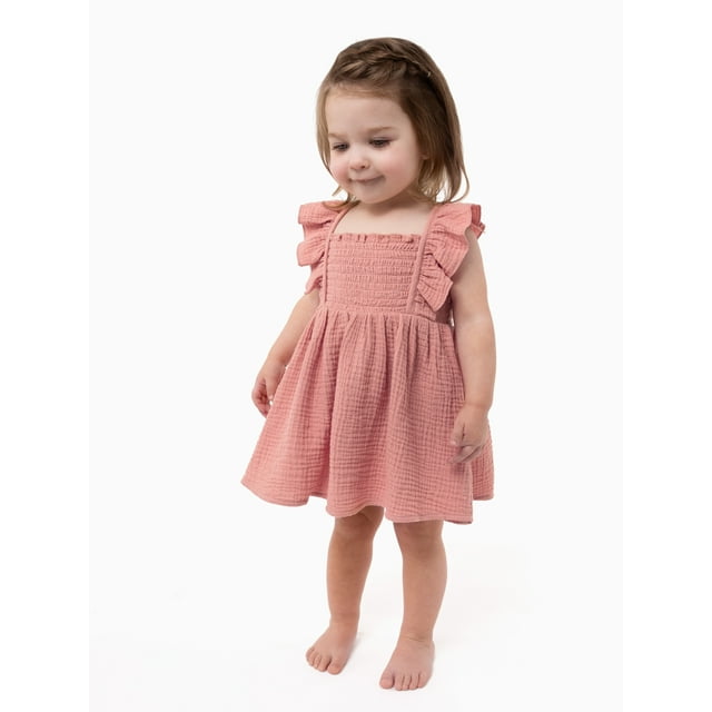 Modern Moments By Gerber Baby Girl Ruffle Sleeve Dress and Diaper Cover ...