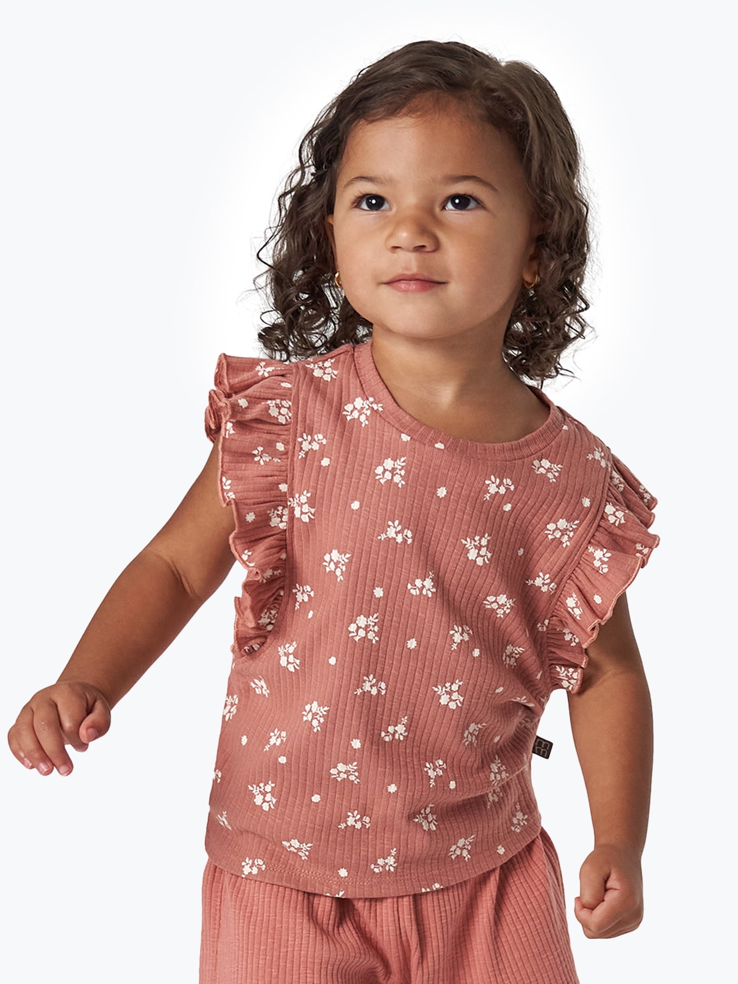 Modern Moments By Gerber Toddler Girl Organic Ruffled Sleeve Top, Sizes ...