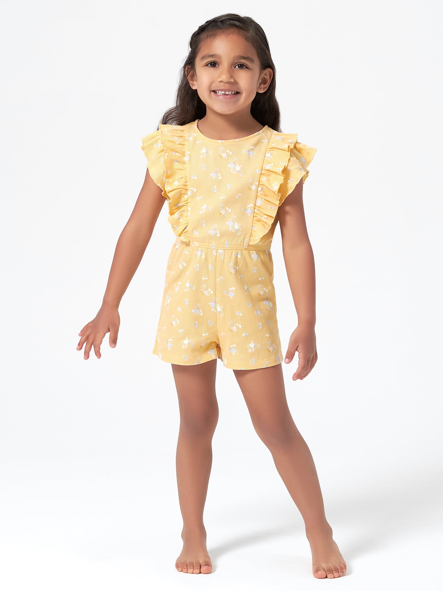 Modern Moments By Gerber Toddler Girl Ribbed Ruffled Romper, (12 months ...