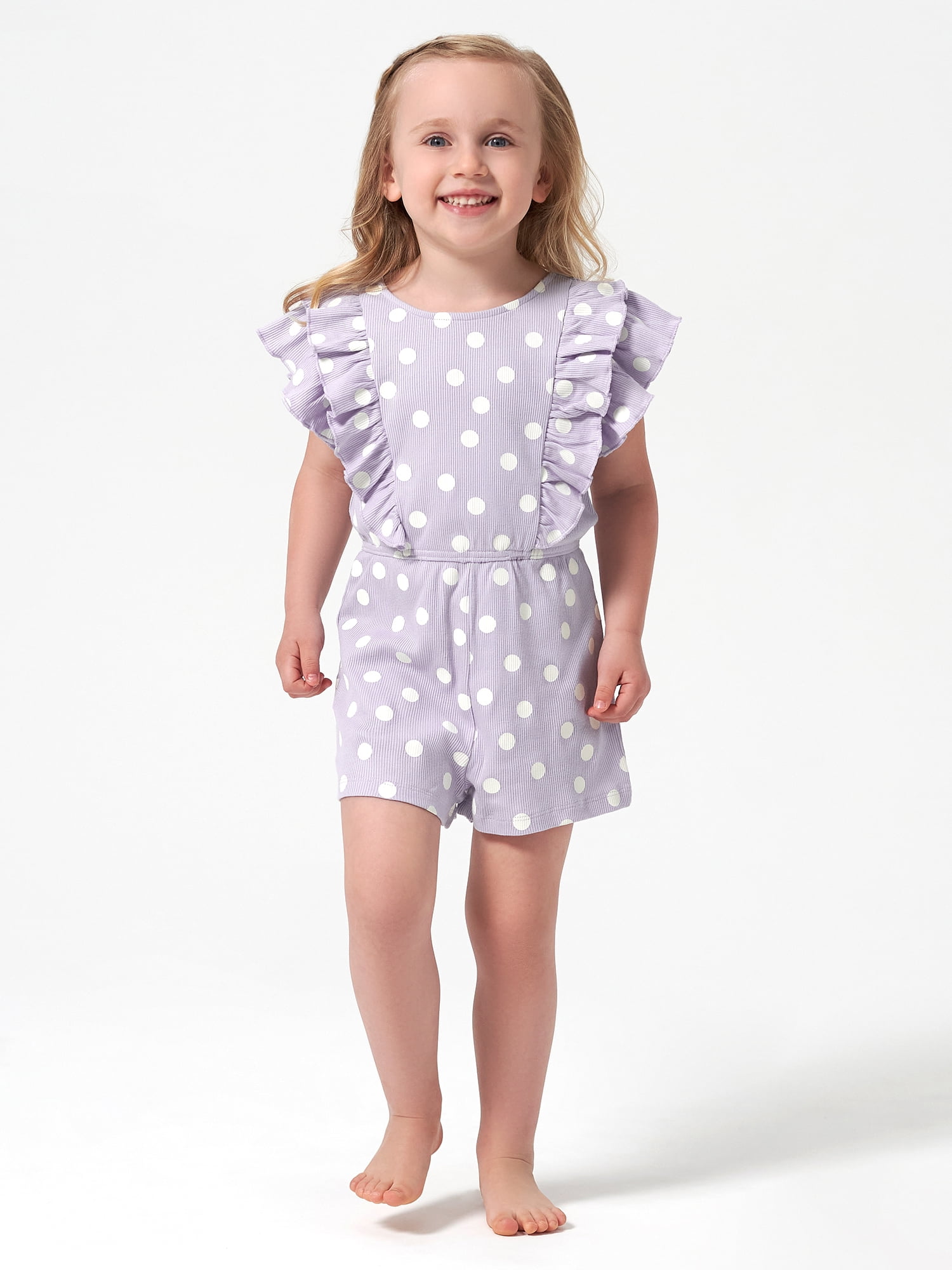 Modern Moments By Gerber Toddler Girl Ribbed Ruffled Romper, (12 months ...