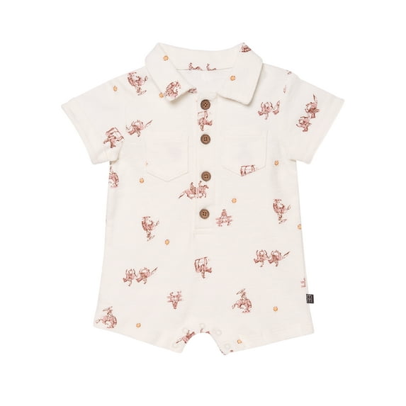 Modern Moments by Gerber Baby Boy Slouch Henley Romper, Sizes 0/3 ...