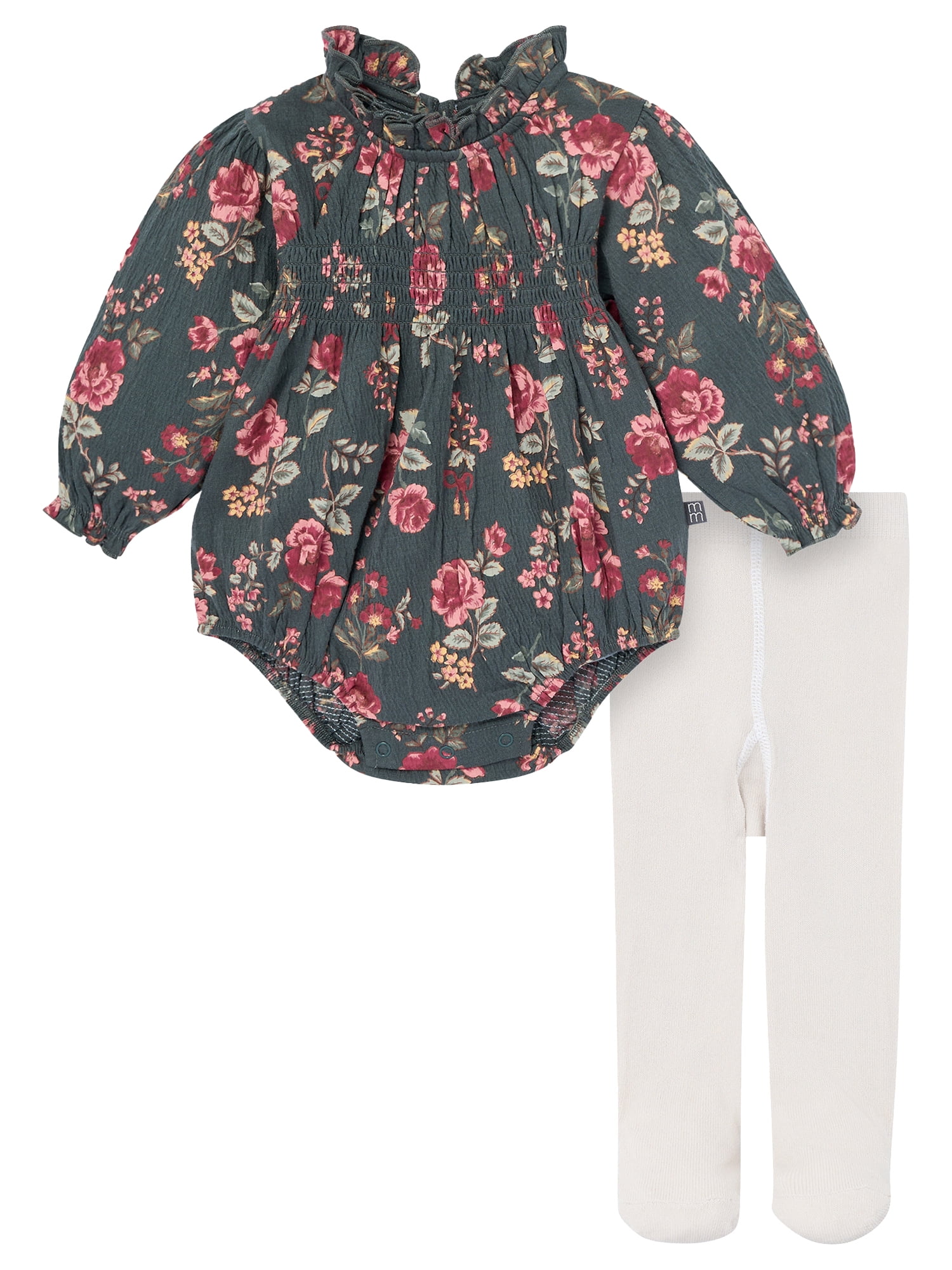 Modern Moments By Gerber Baby Girl Bubble Romper and Tights Outfit Set ...