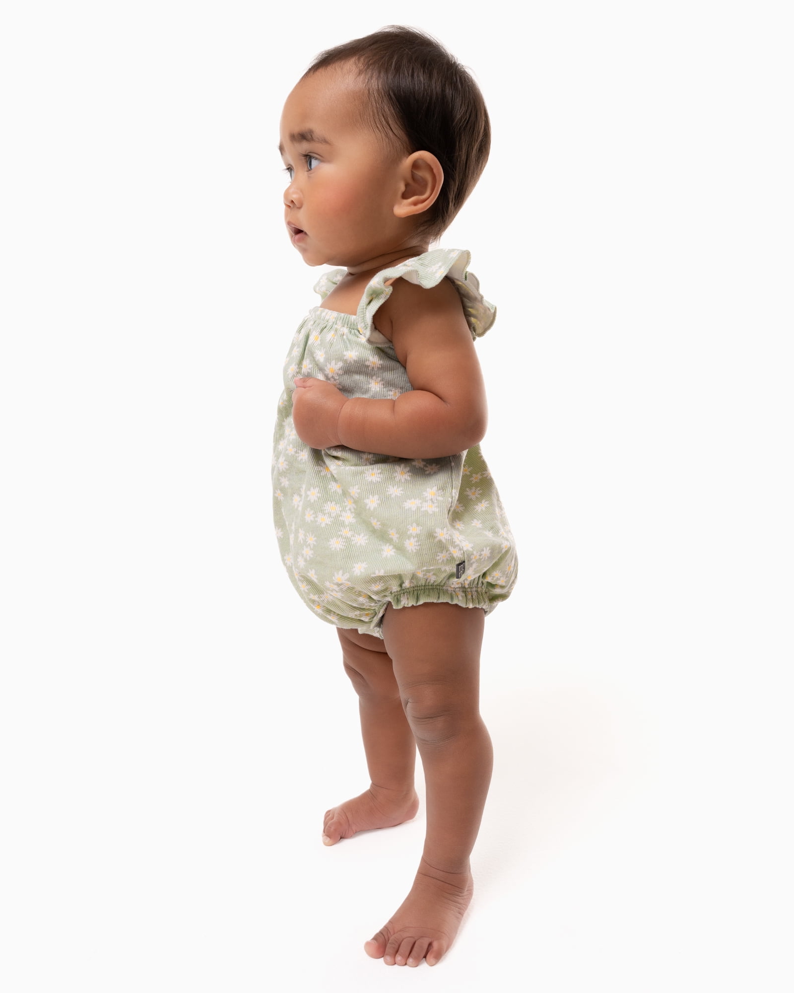 Modern Moments by Gerber Baby Girl Bubble Romper with Ruffle Shoulder ...