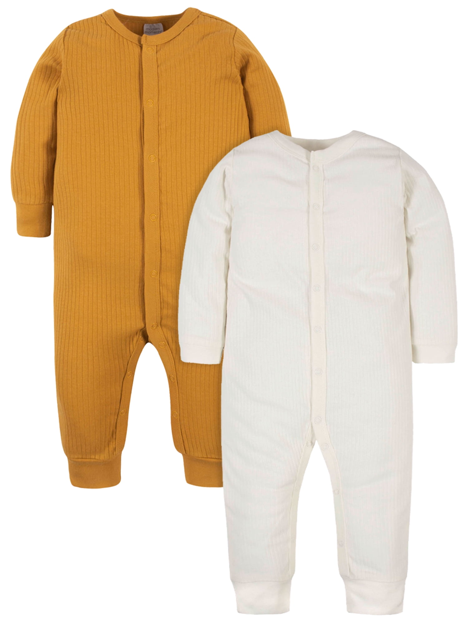 Modern Moments Baby Girl Coveralls 2-Pack, Soft Cotton, Newborn-12M ...