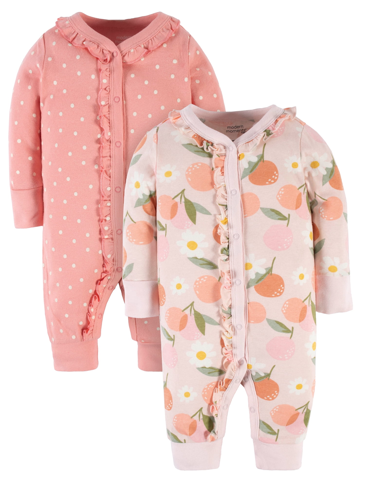 Modern Moments by Gerber Baby Girl Coveralls, 2-Pack, Sizes Newborn-24M ...