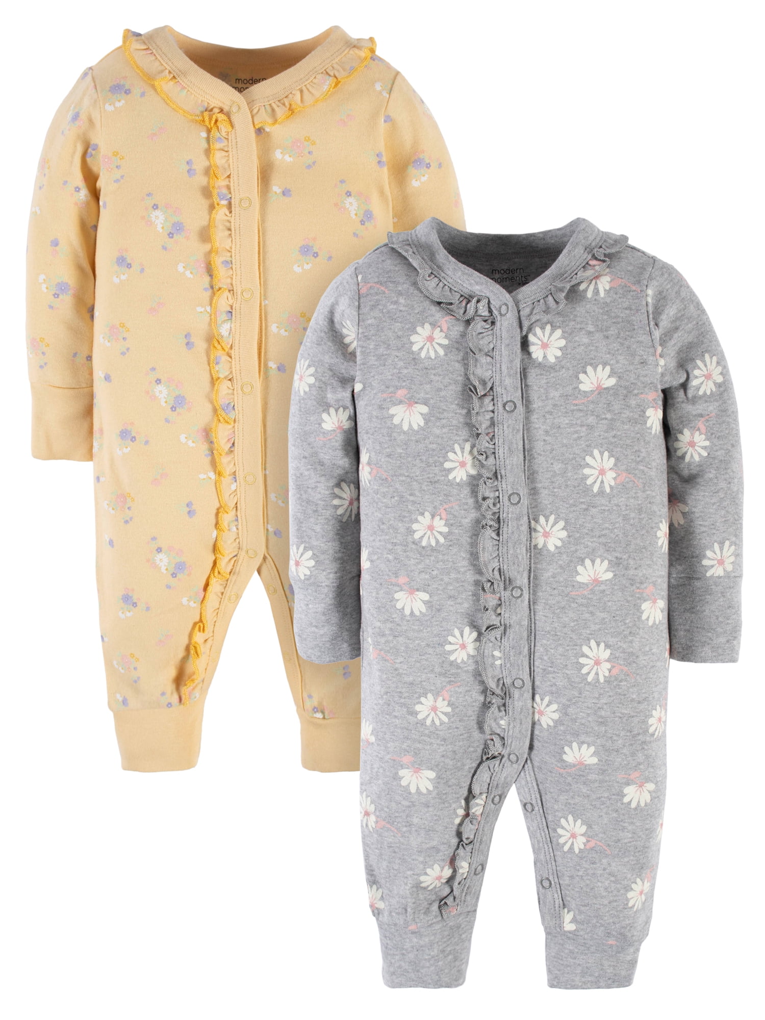 Modern Moments by Gerber Baby Girl Coveralls, 2-Pack, Sizes Newborn-24M ...