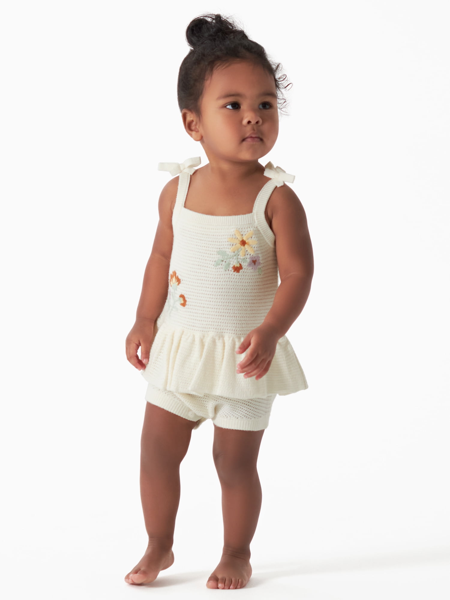 Modern Moments by Gerber Baby Girl Embroidered Pointelle Romper, Sizes ...