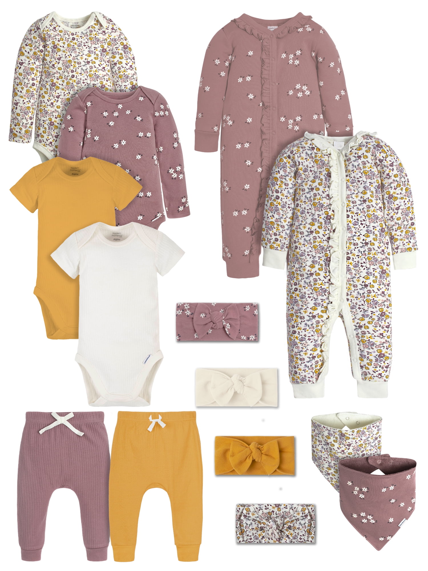 Modern Moments by Gerber Baby Girl Gift Set, 14-Piece (Newborn- 12M ...