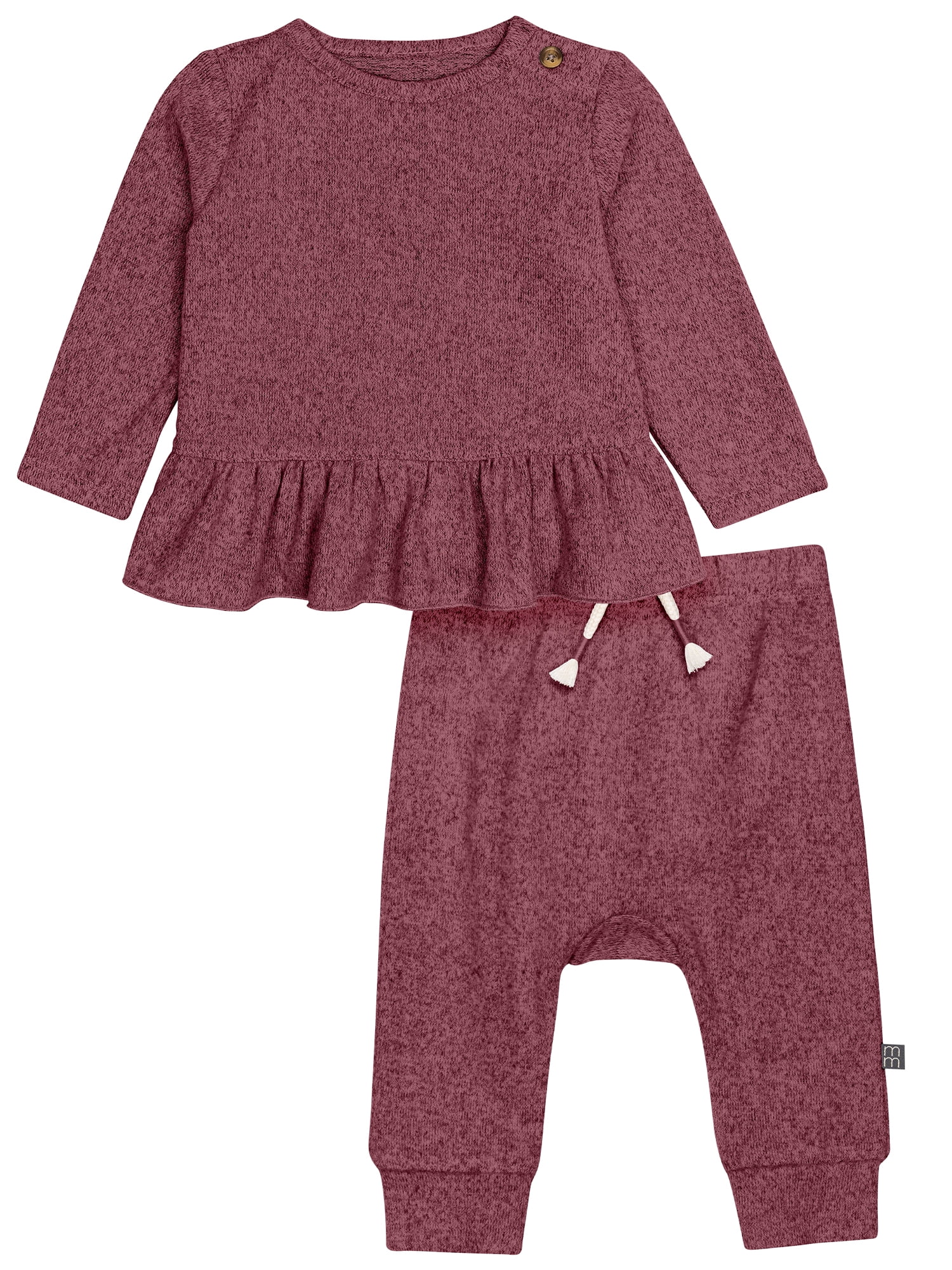 Modern Moments by Gerber Baby Girl Peplum Top and Legging Super Soft Hacci Set, 2-Piece, Sizes 0 ...