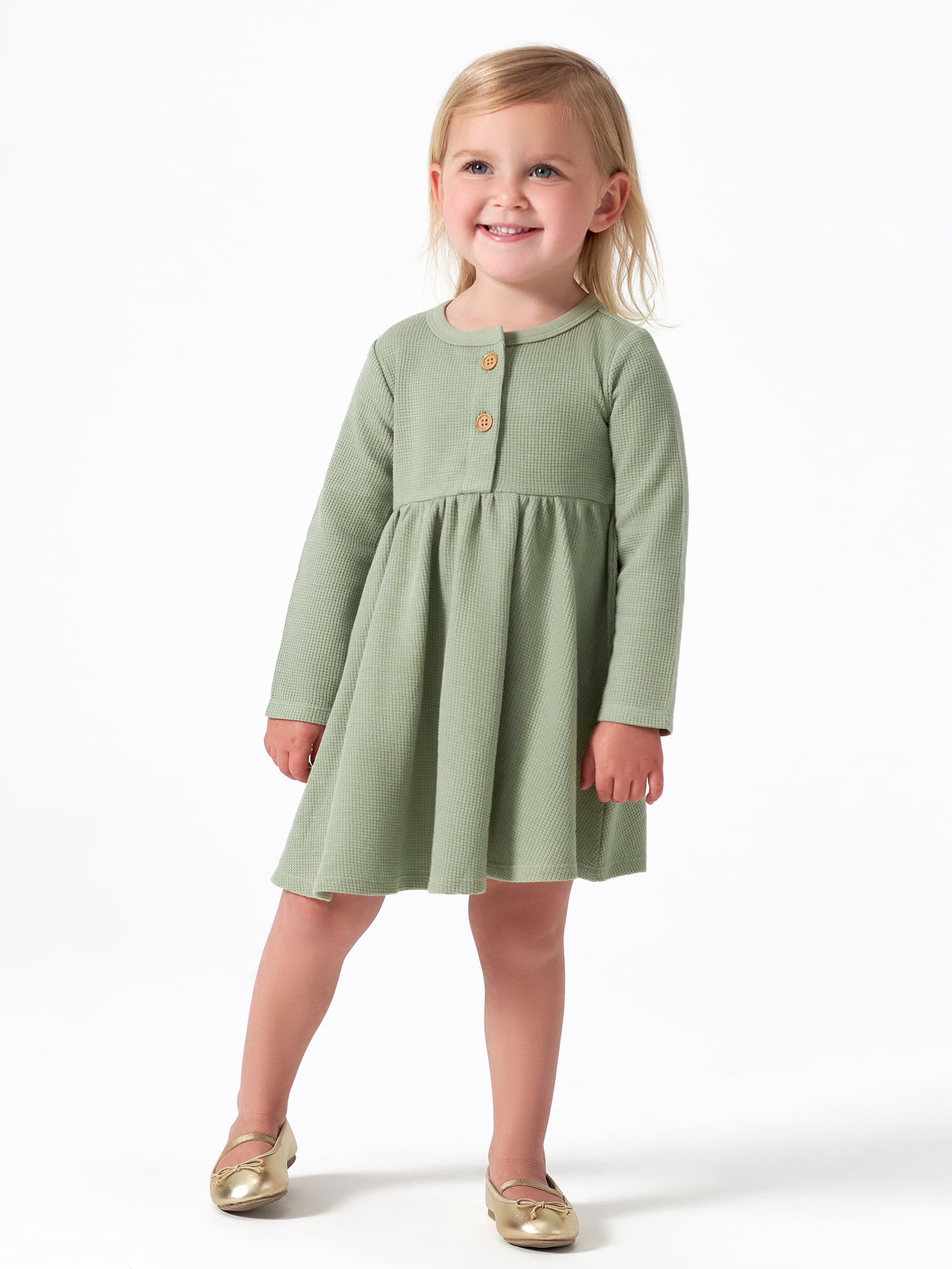 Modern Moments by Gerber Baby Girl Waffle Long Sleeve Dress & Diaper ...