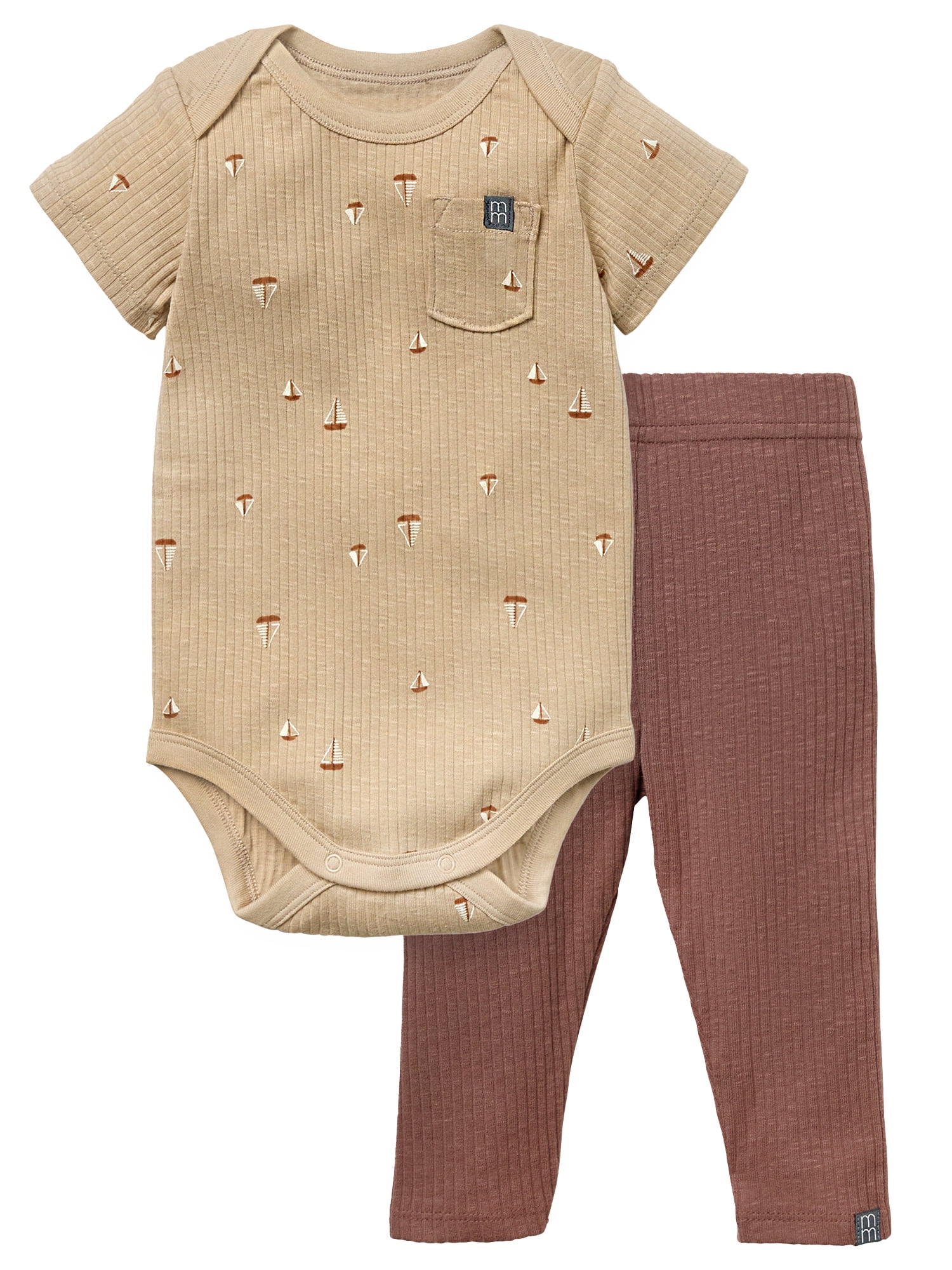 Modern Moments by Gerber Baby Neutral Organic Bodysuit and Legging Outfit Set, Sizes 0/3 Months ...