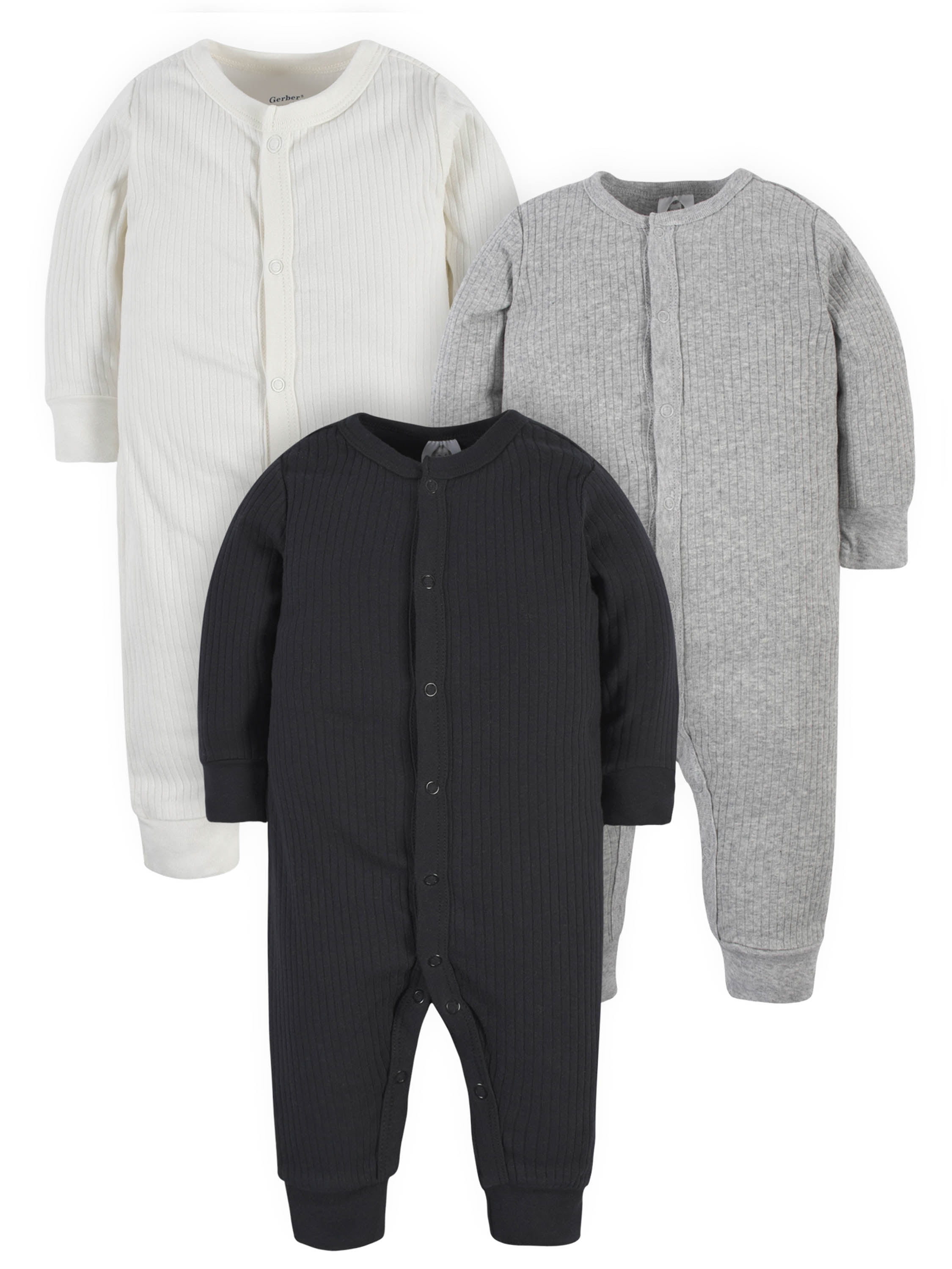 Modern Moments Baby Unisex Ribbed Coveralls 3-Pack, Soft Cotton, Sizes ...
