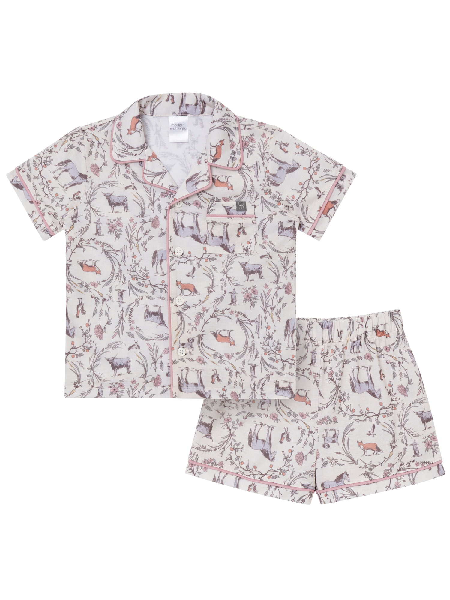 Modern Moments by Gerber Gender Neutral Coat Pajama Short Set, 2-Piece ...