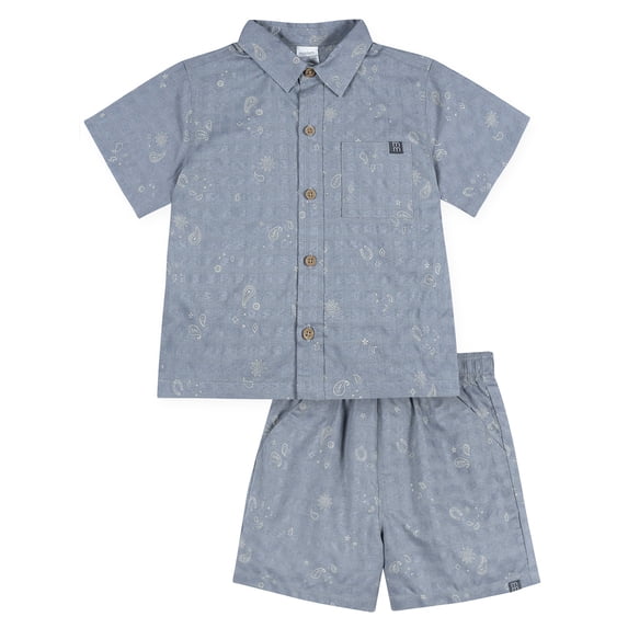 Modern Moments by Gerber Toddler Boy Button Front Shirt and Short ...