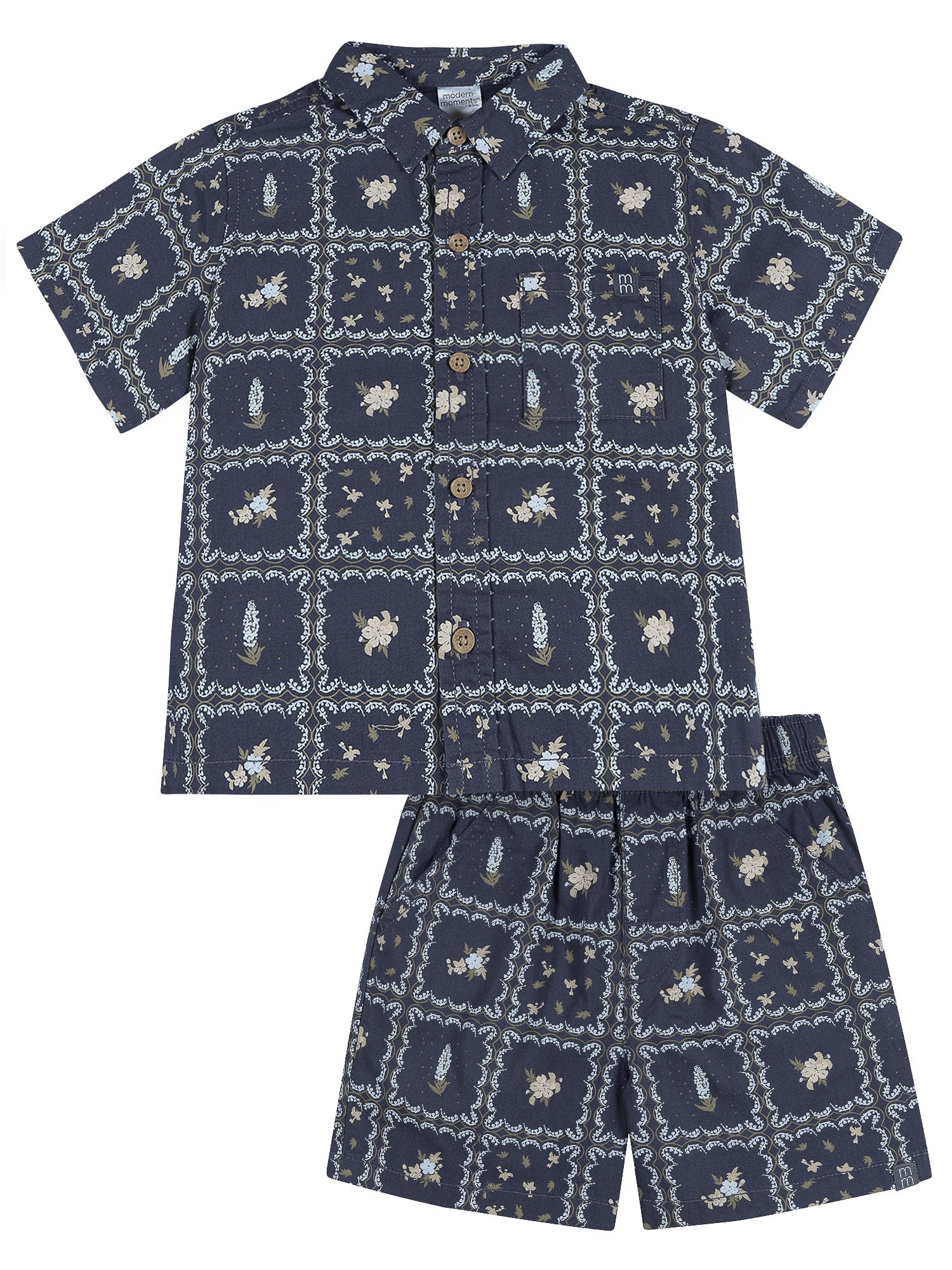 Modern Moments by Gerber Toddler Boy Button Front Shirt with Pocket and ...