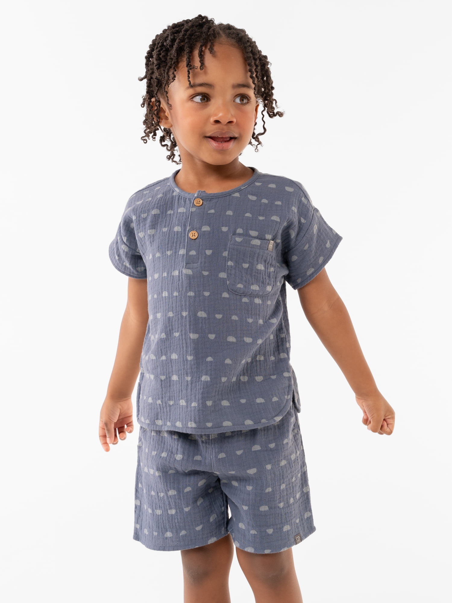 Modern Moments by Gerber Toddler Boy Casual Gauze Henley Tee and Short ...