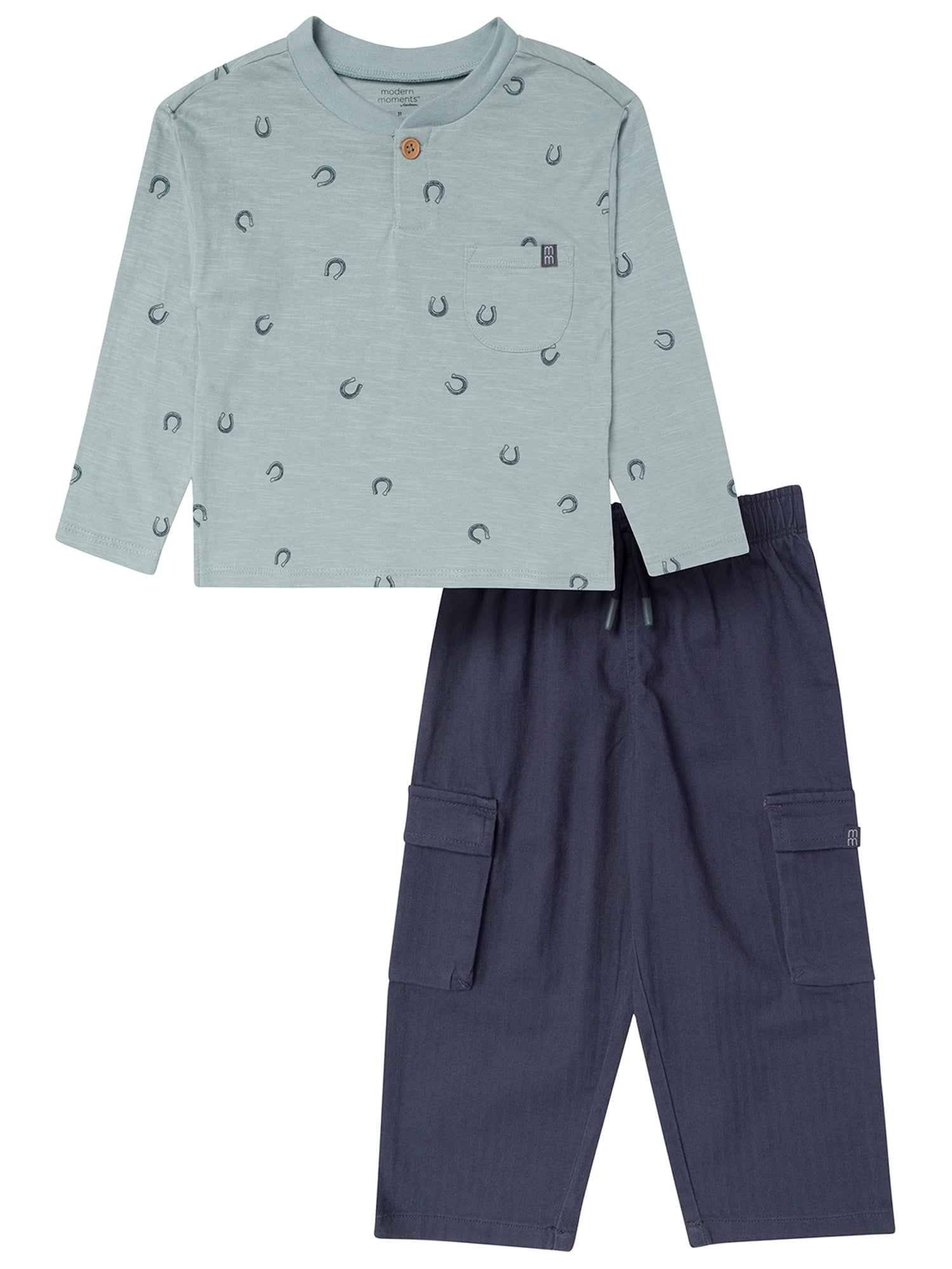 Modern Moments by Gerber Toddler Boy Henley Tee and Cargo Pant Set ...