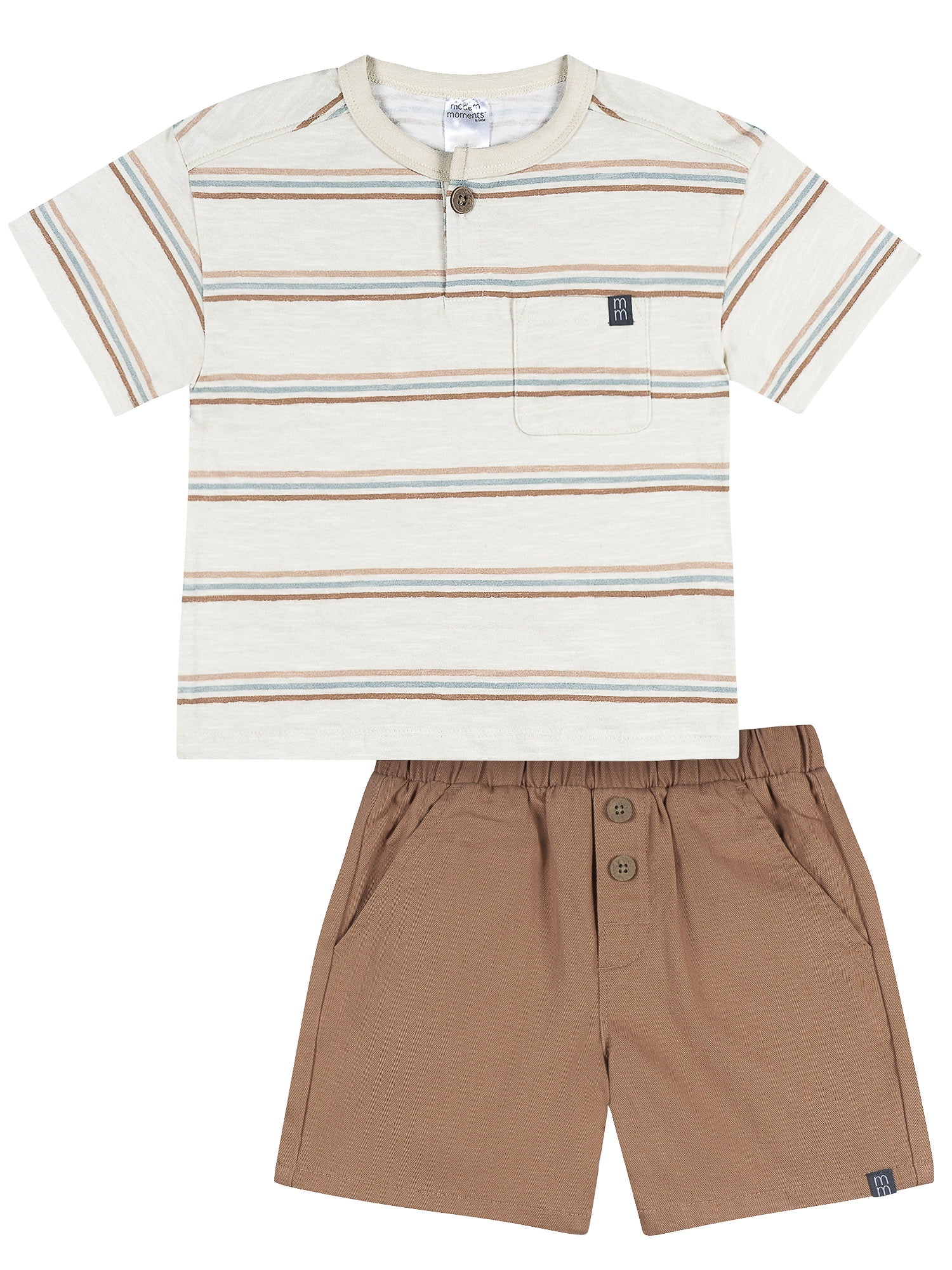 Modern Moments by Gerber Baby and Toddler Boy Henley Tee and Short Set ...
