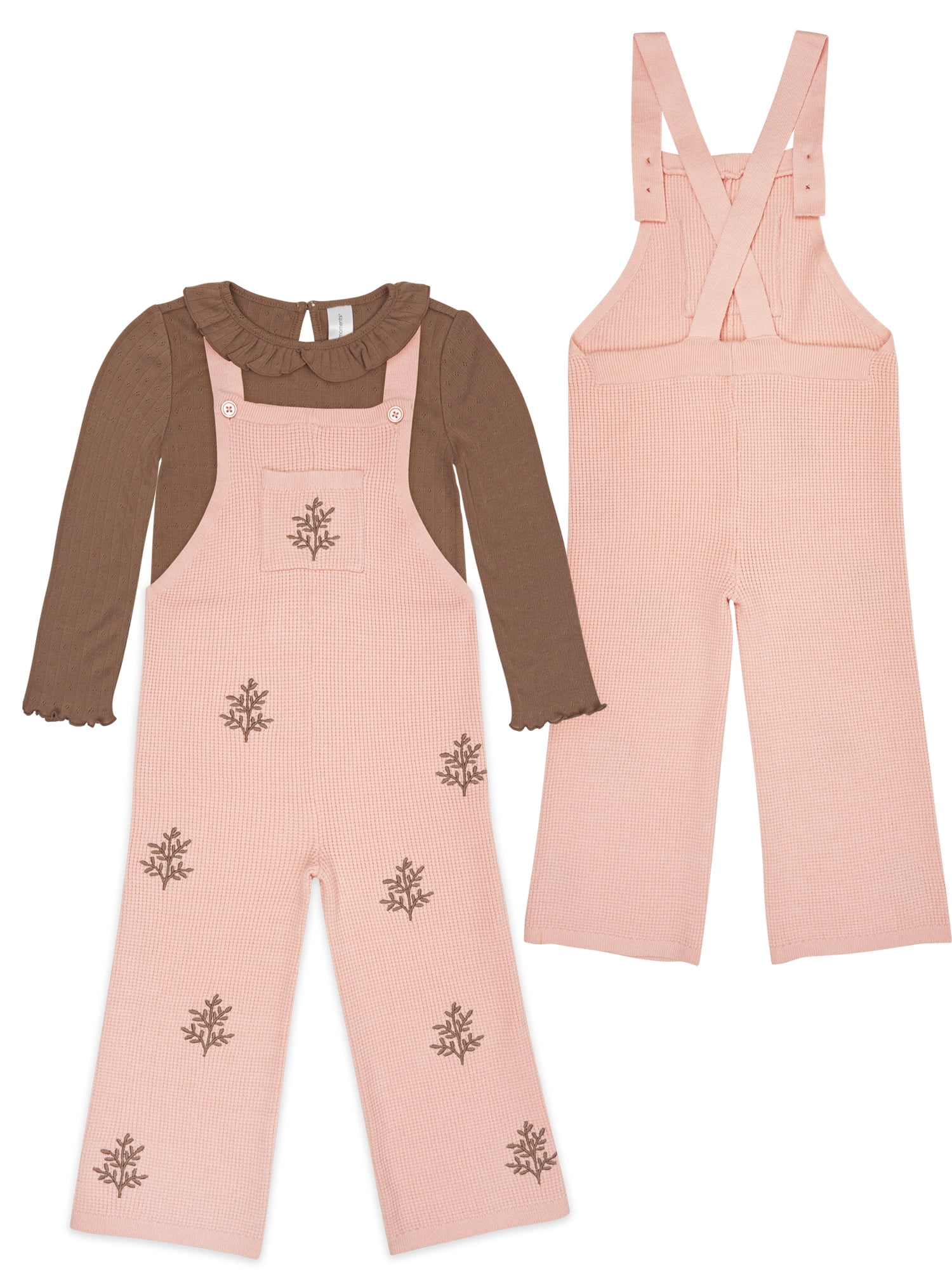 Modern Moments by Gerber Toddler Girl Casual Ruffle Top & Overall Set ...