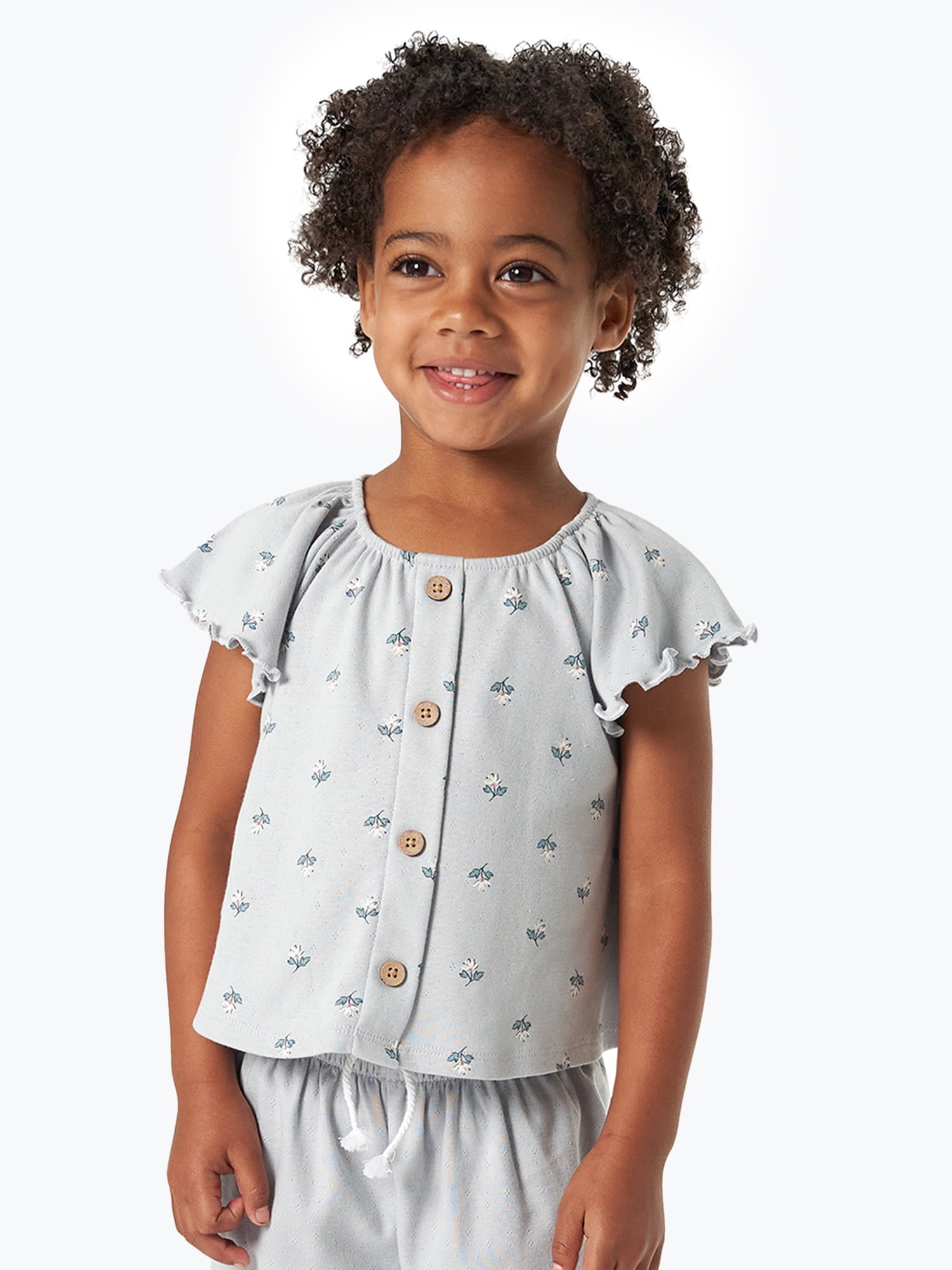 Modern Moments by Gerber Toddler Girl Organic Ruffled Short Sleeve Top ...