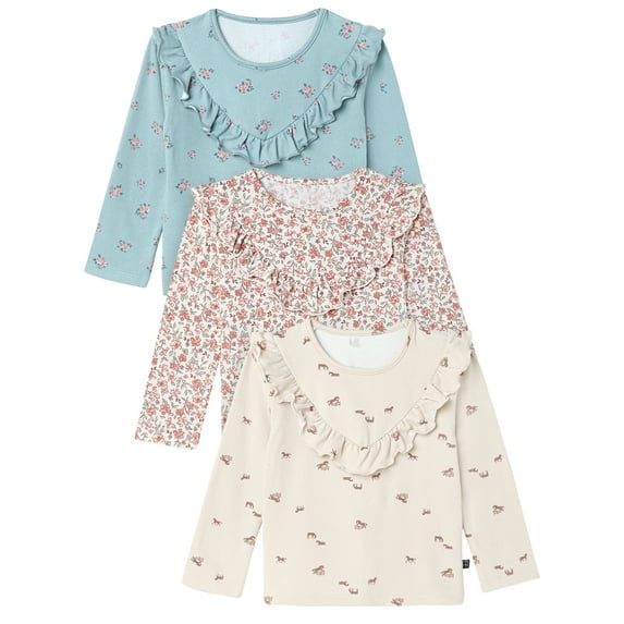 Modern Moments by Gerber Toddler Girl Organic Tops, 3-Pack, Sizes 12 ...