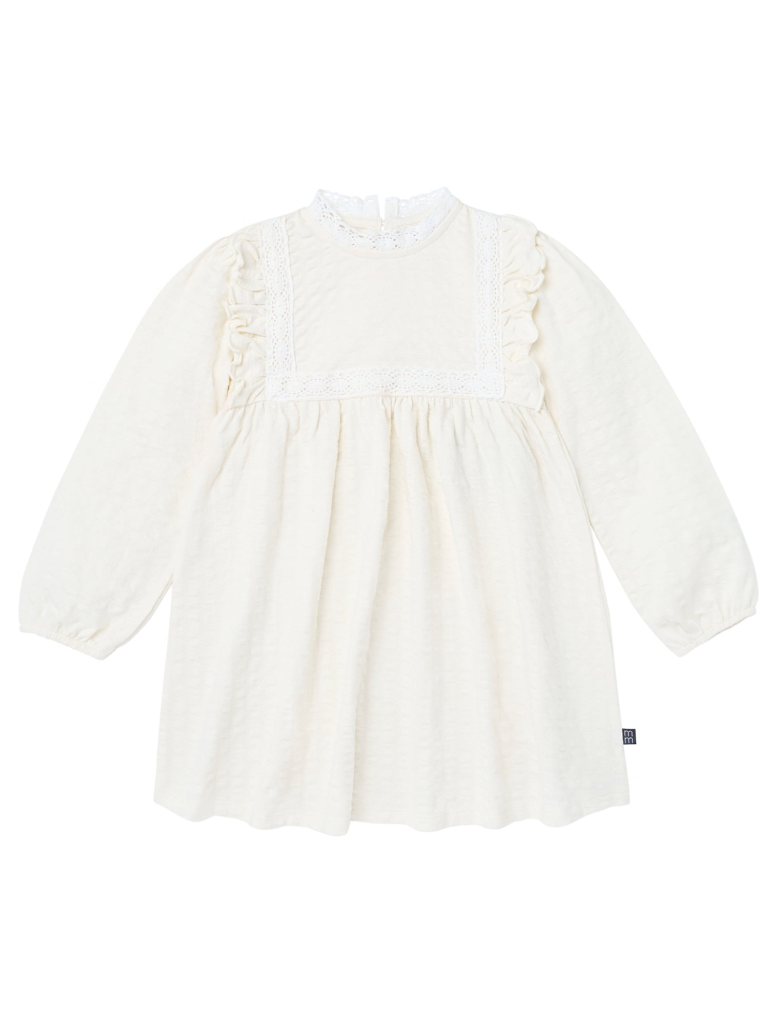 Modern Moments by Gerber Toddler Girl Ruffled Dress with Crochet Lace ...