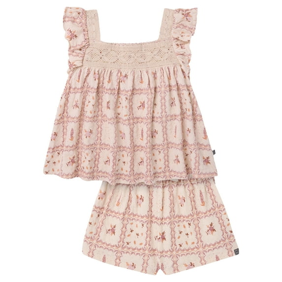 Modern Moments by Gerber Toddler Girl Square Neck Ruffle Outfit Set, 2 ...