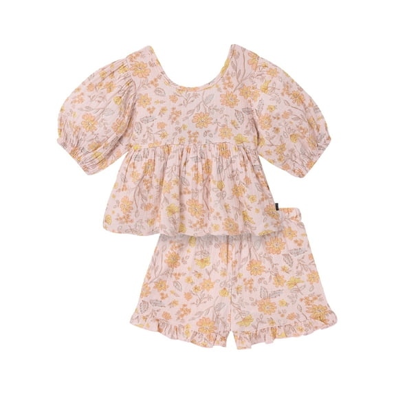 Modern Moments by Gerber Toddler Girl Top and Short Outfit Set with ...