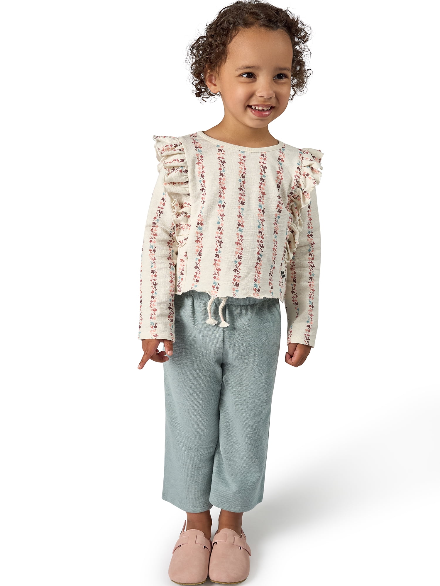 Modern Moments by Gerber Toddler Girl Top and Wide Leg Pant Outfit Set ...