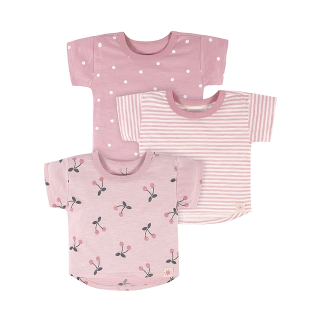 Modern Moments by Gerber Toddler Girls Short Sleeve Ribbed Tee, 3-Pack ...